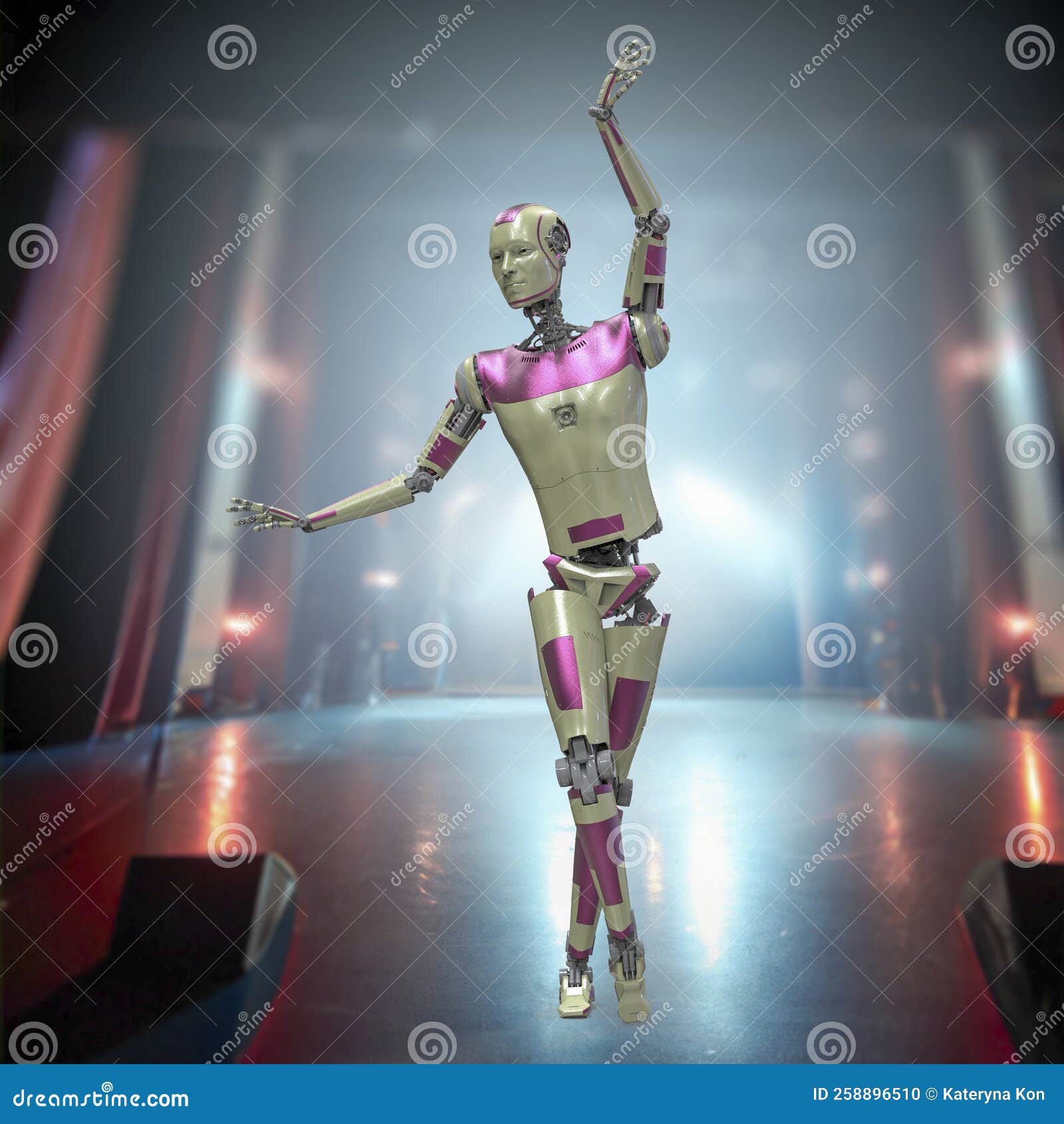 Robot Ballet Dancer, 3D Illustration Stock Illustration - Illustration ...