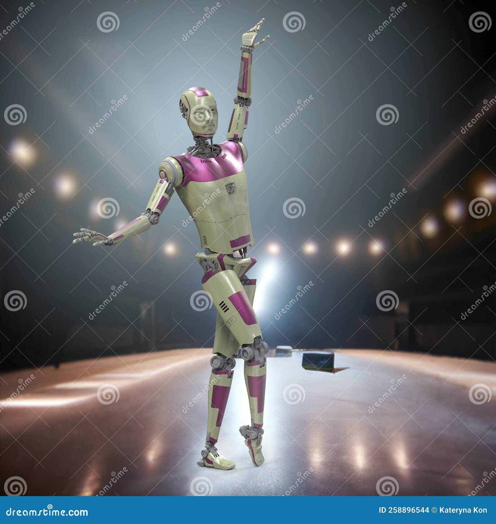 Robot Ballet Dancer, 3D Illustration Stock Illustration - Illustration ...