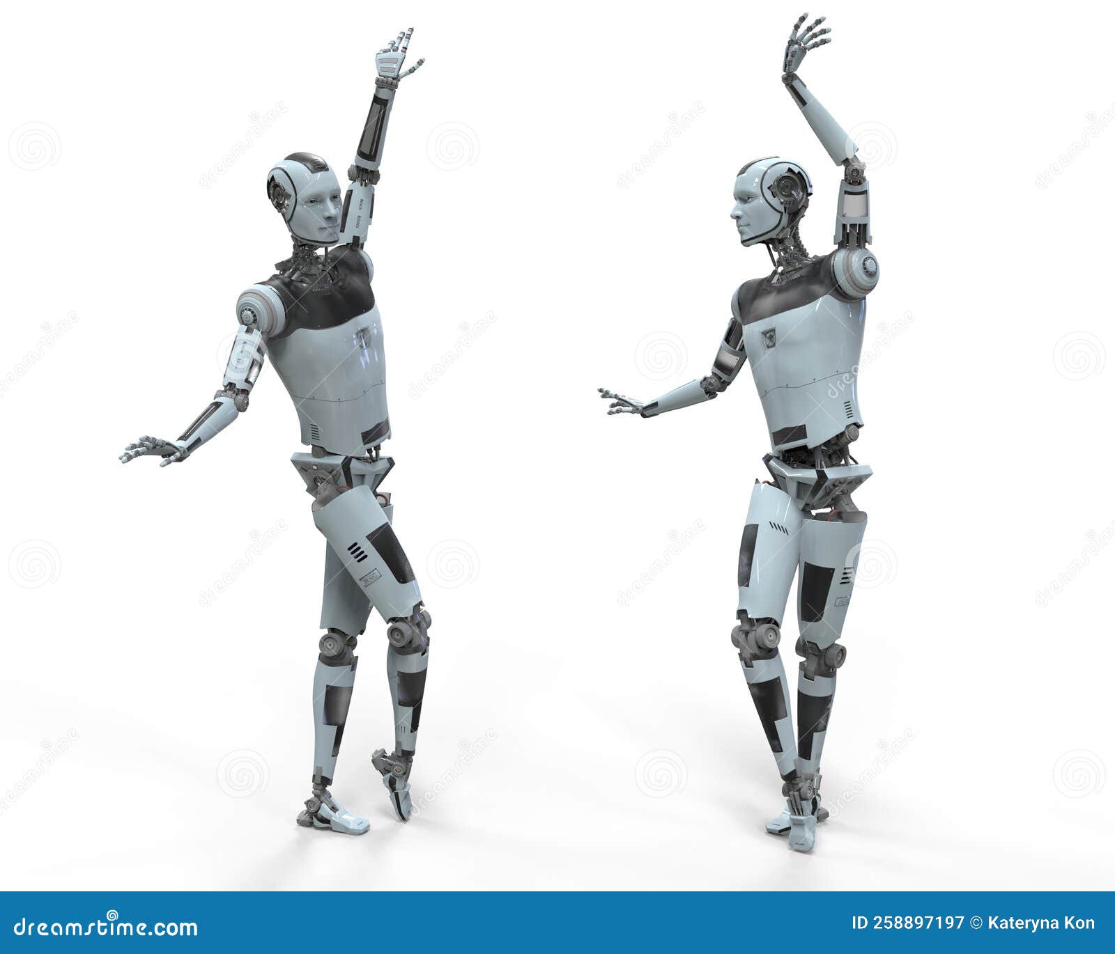Robot Ballet Dancers, 3D Illustration Stock Illustration - Illustration ...