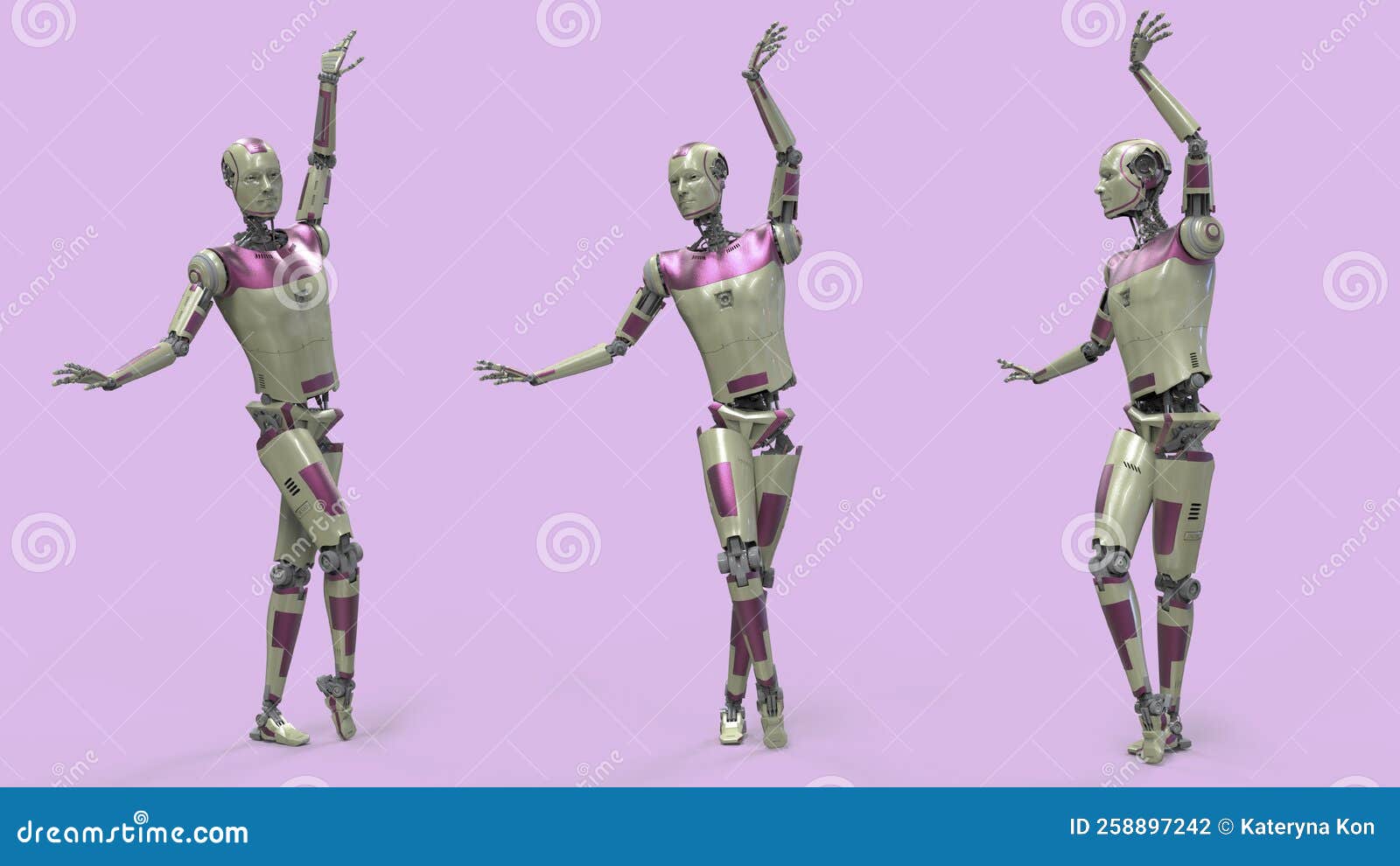 Robot Ballet Dancers, 3D Illustration Stock Illustration - Illustration ...