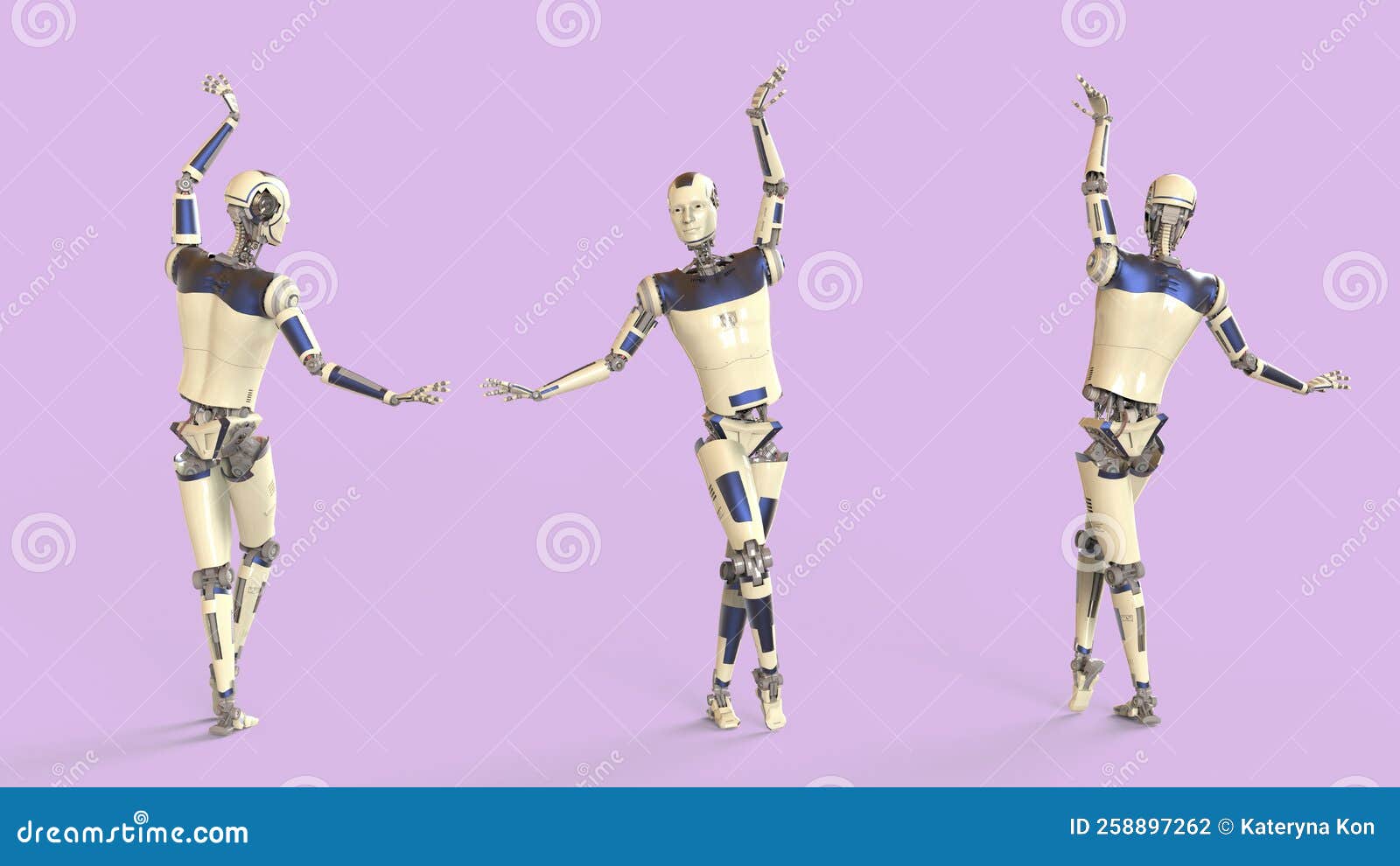 Robot Ballet Dancers, 3D Illustration Stock Illustration - Illustration ...