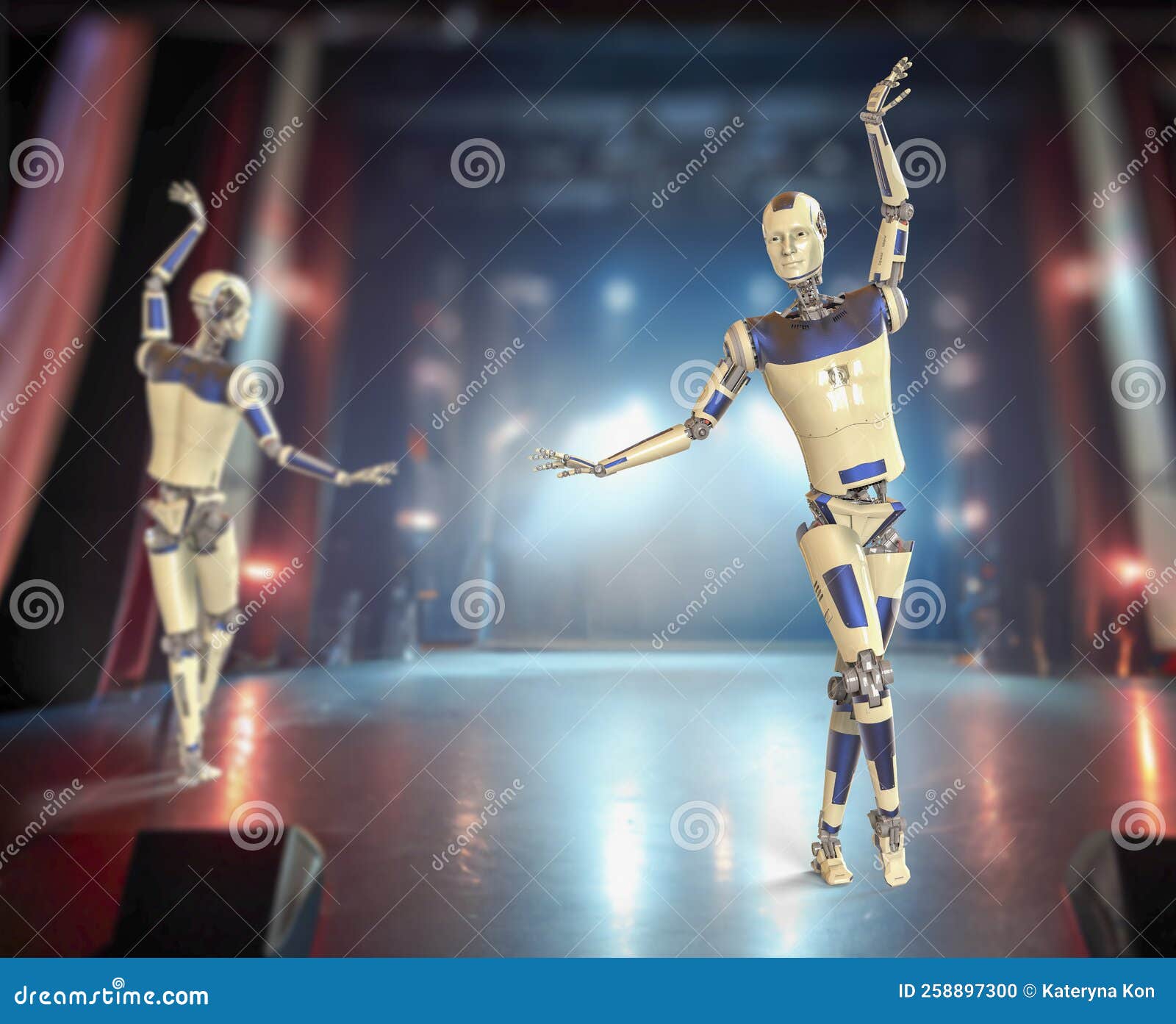 Robot Ballet Dancers, 3D Illustration Stock Illustration - Illustration ...
