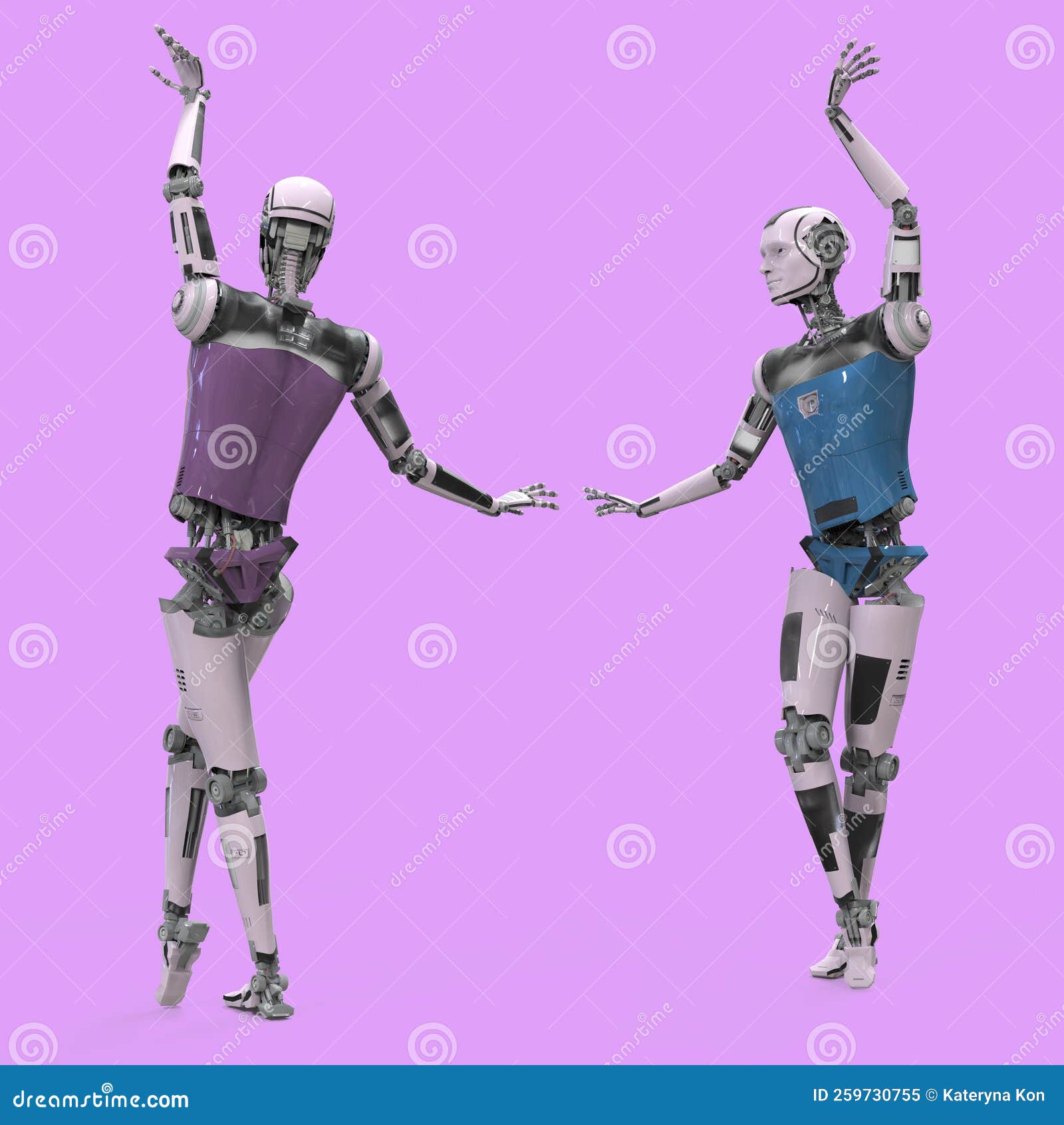 Robot Ballet Dancers, 3D Illustration Stock Illustration - Illustration ...