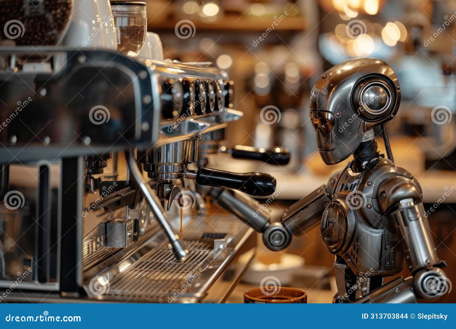 Robot Barista Serving Coffee in a Cafe Stock Photo - Image of equipment ...