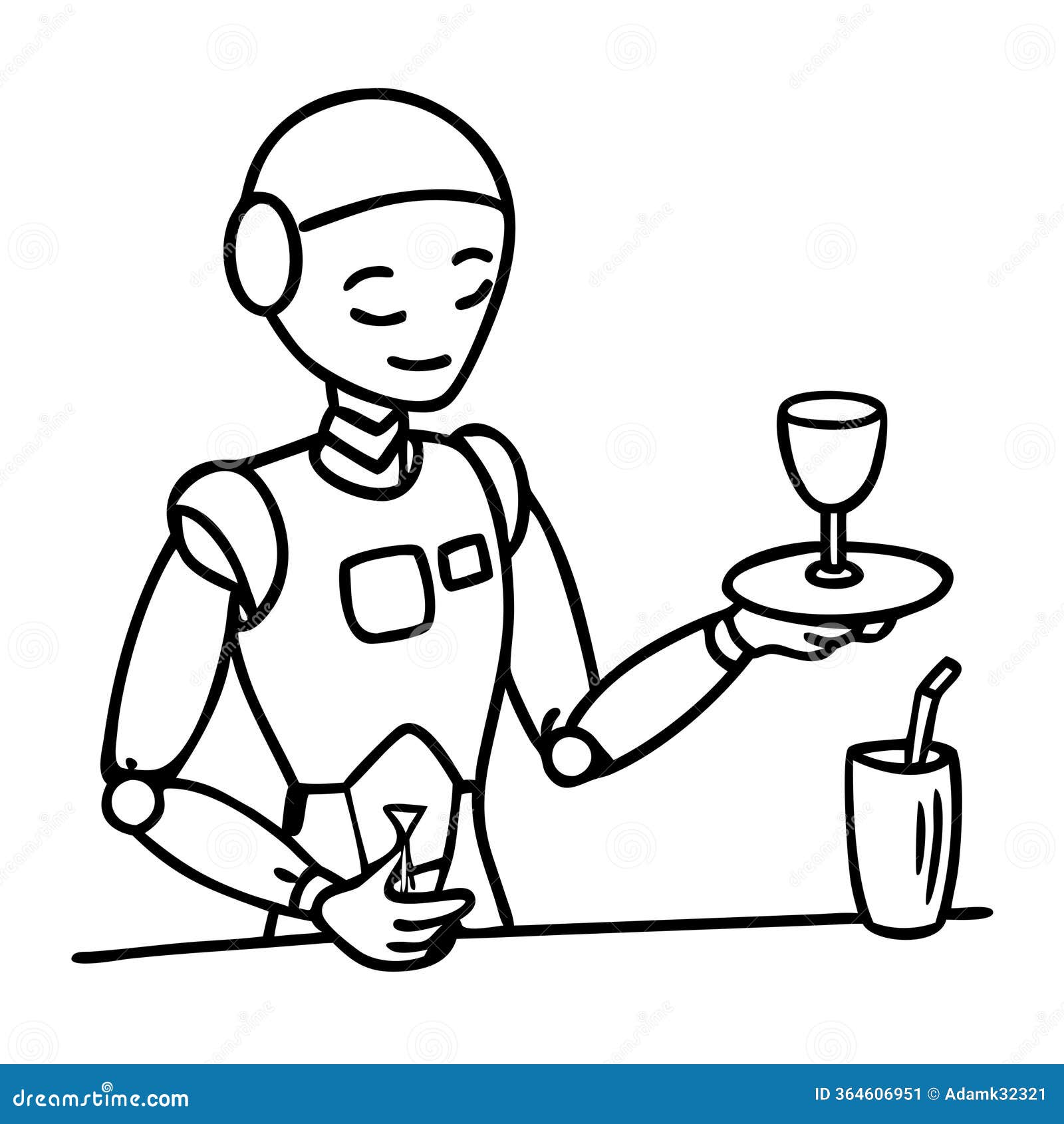Bartender Coloring Page For Kids Vector Illustration | CartoonDealer ...