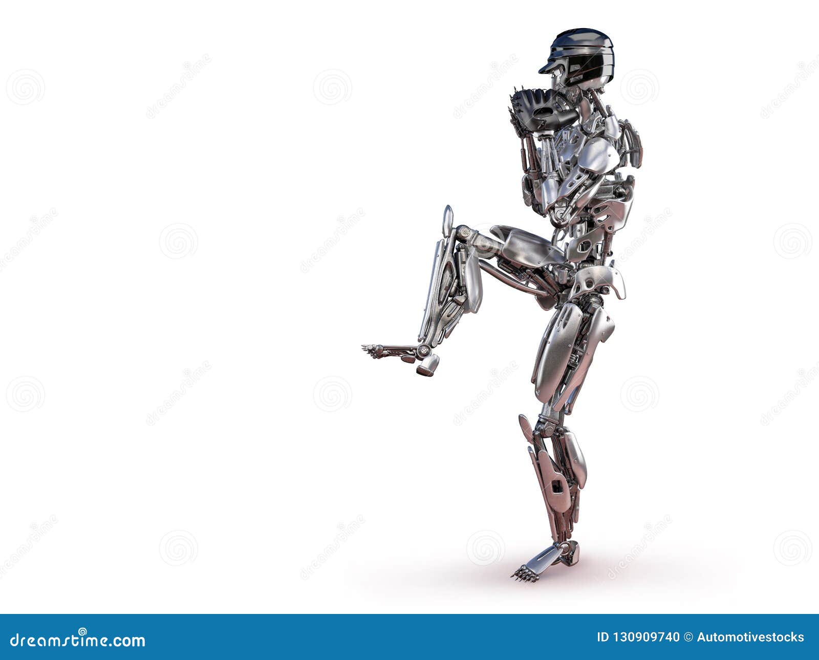 Robot Baseball Player in Action, Isolated. Cyborg Robot Artificial ...