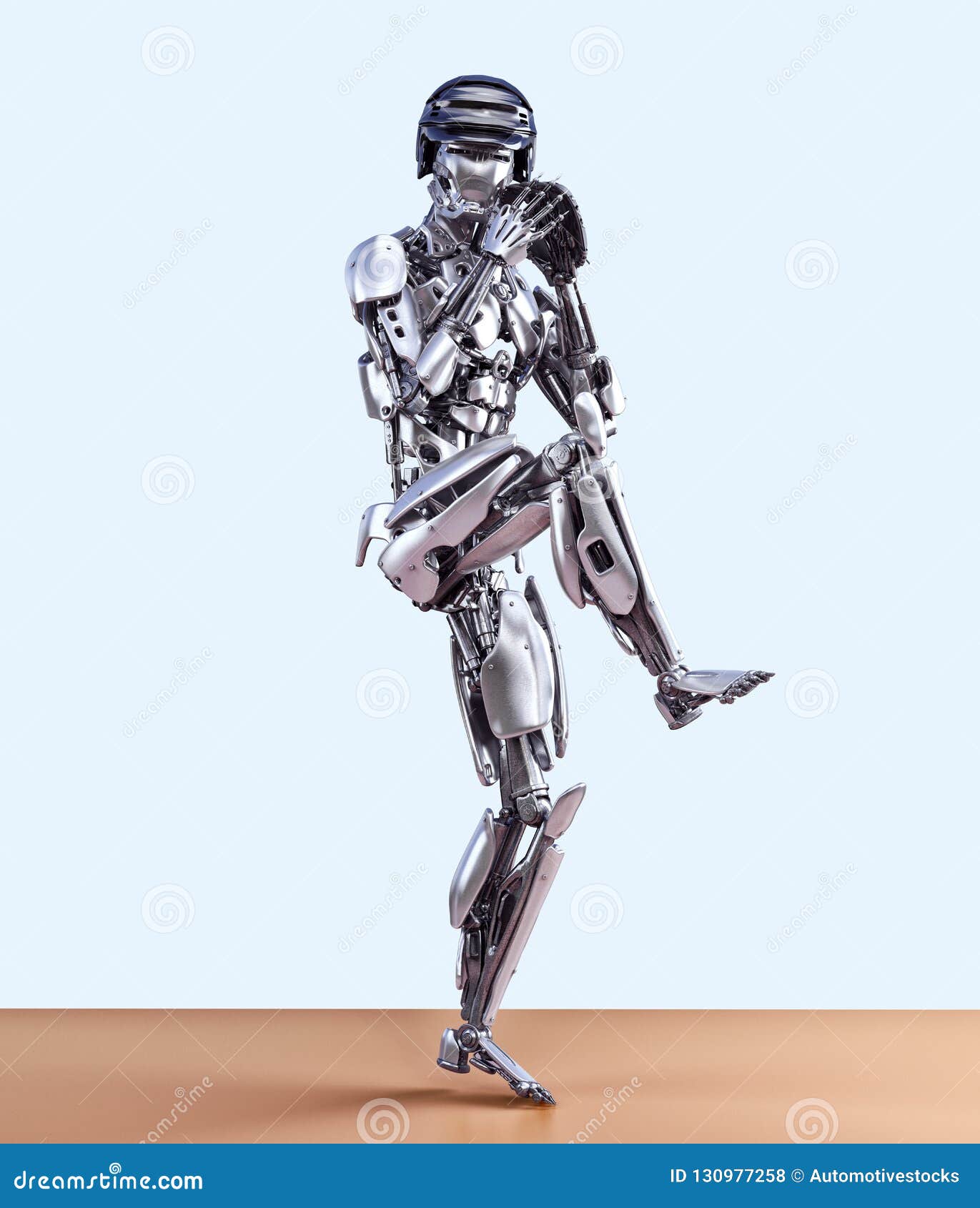 Robot Baseball Player in Action, Isolated. Cyborg Robot Artificial ...