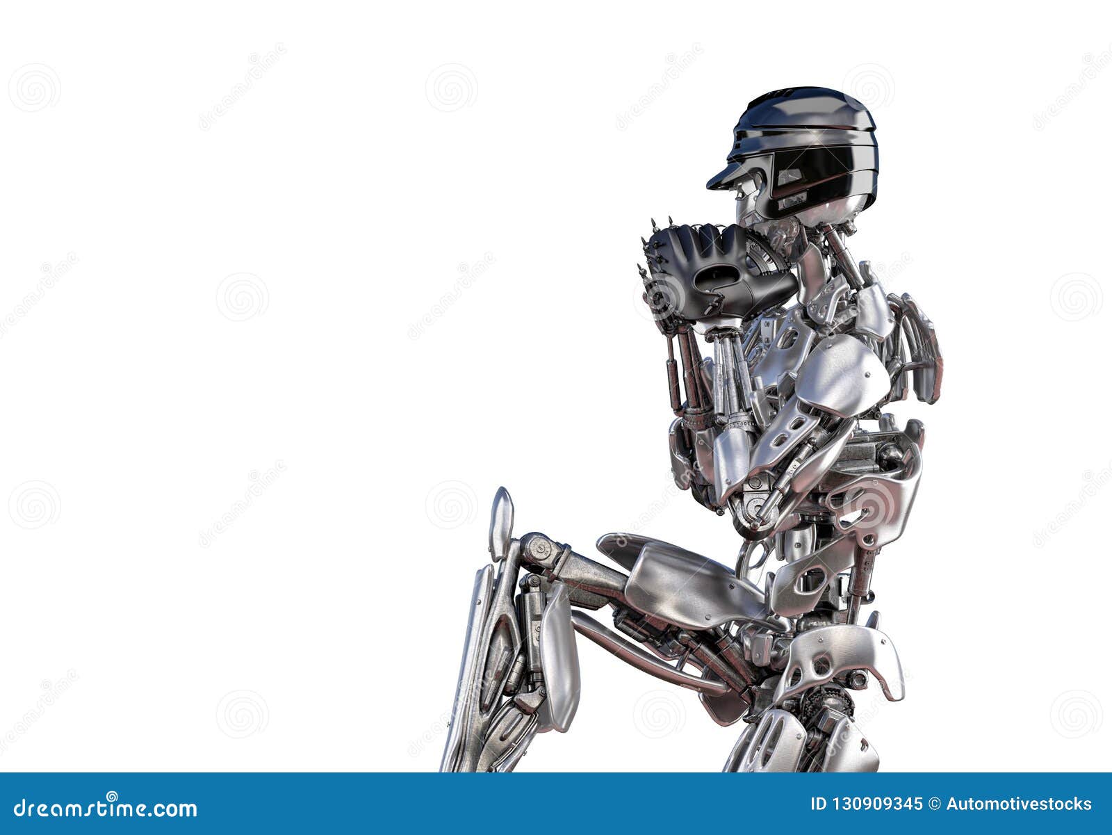 Robot Baseball Player in Action, Isolated. Cyborg Robot Artificial ...