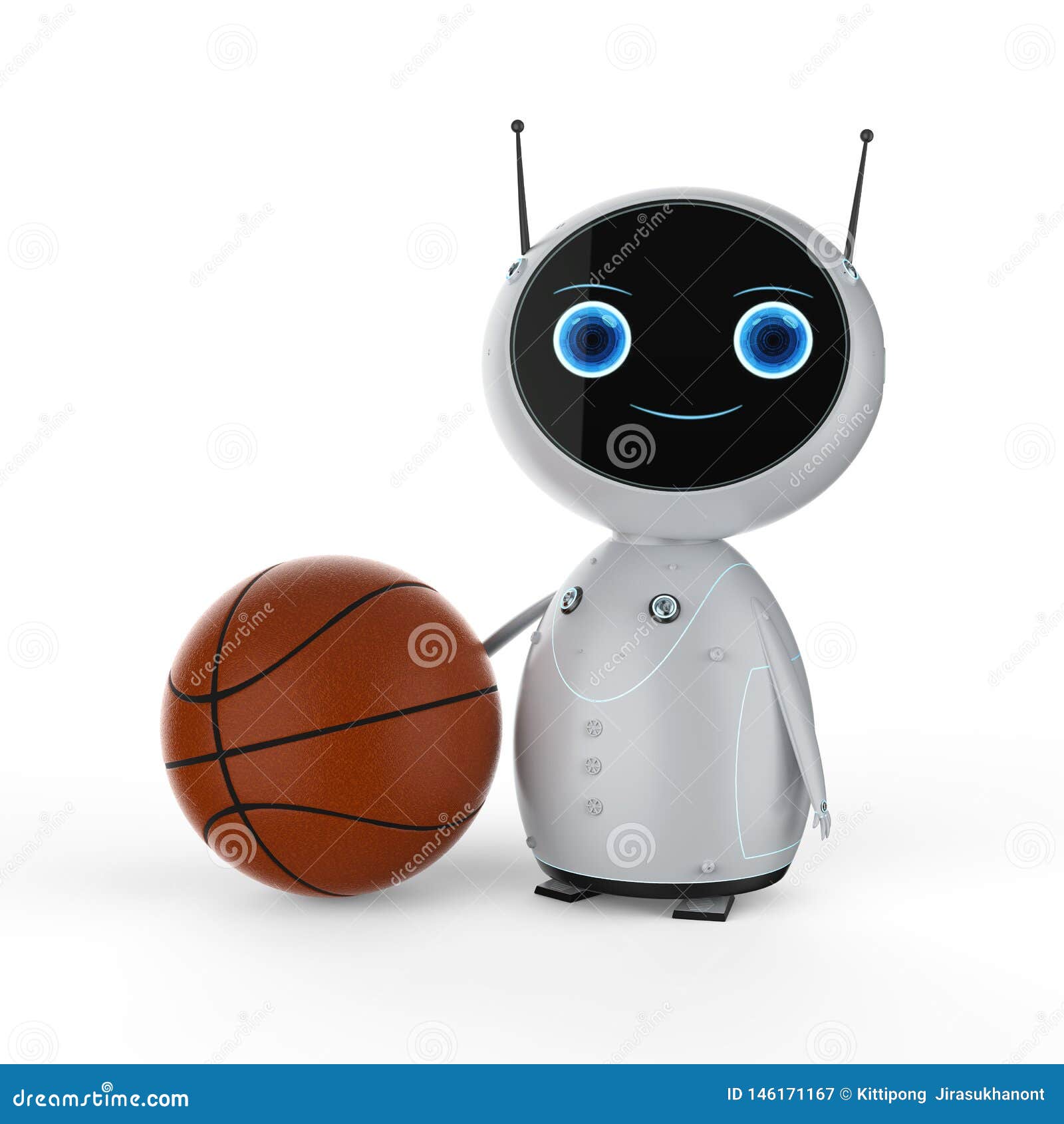 Robot with basketball ball stock illustration. Illustration of robot ...