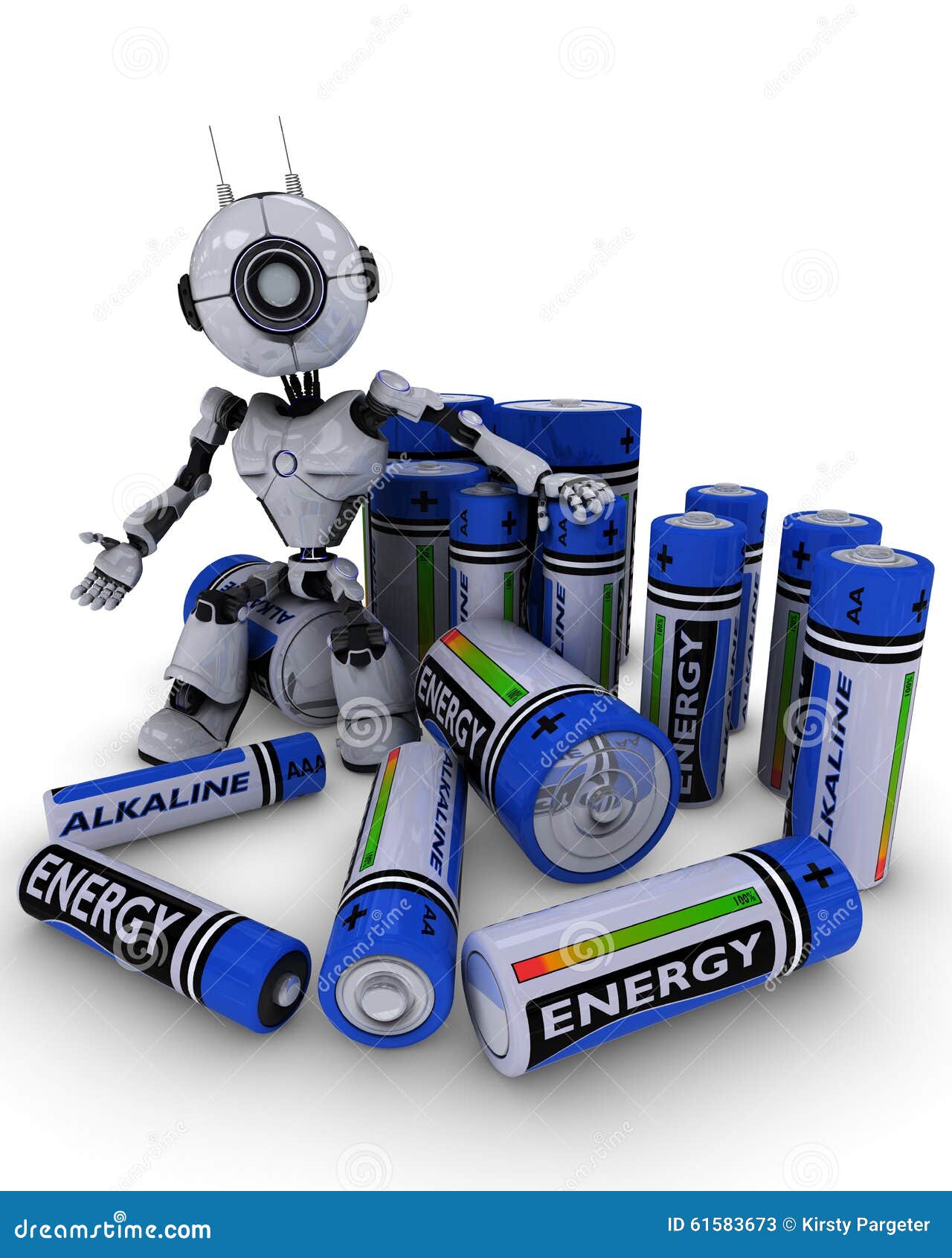 Robot with batteries stock illustration. Illustration of robot - 61583673