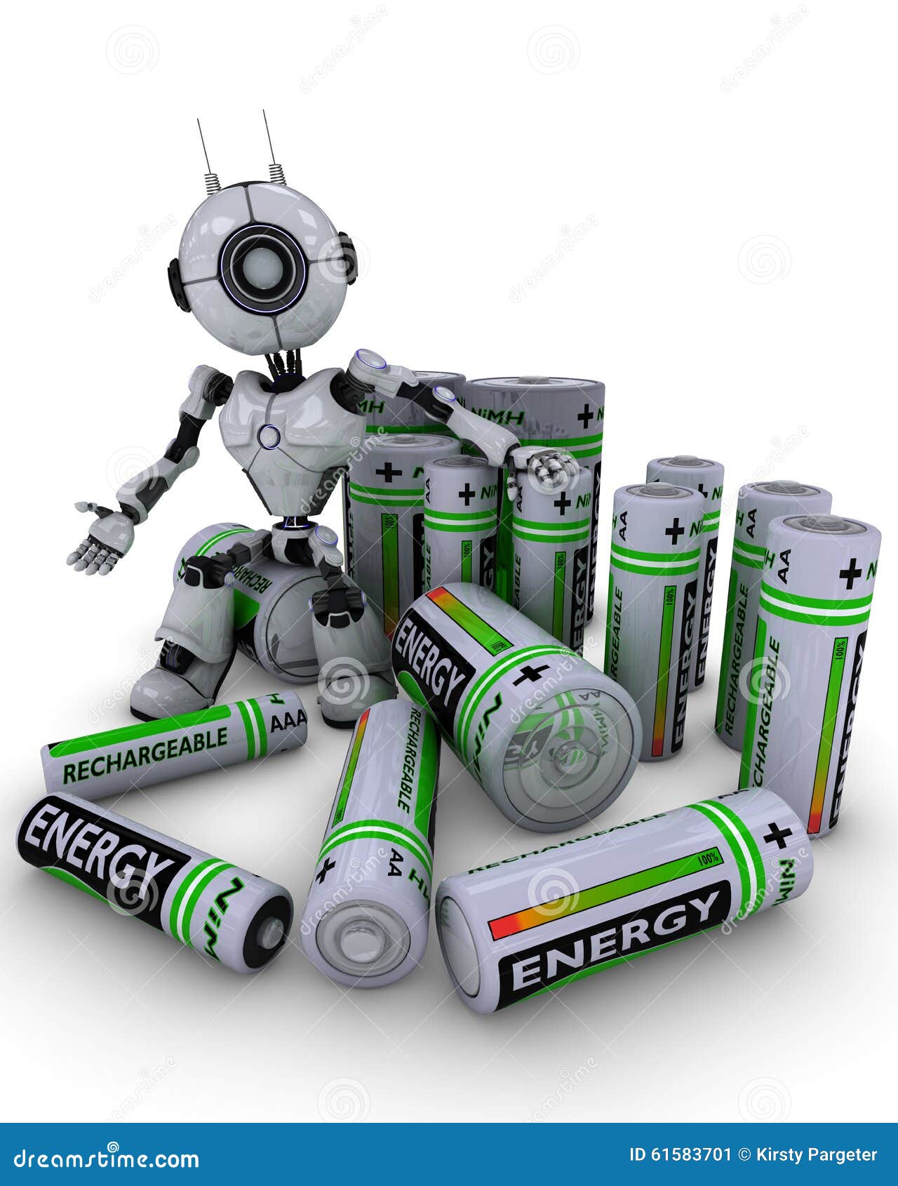 Robot with batteries stock illustration. Illustration of energy - 61583701