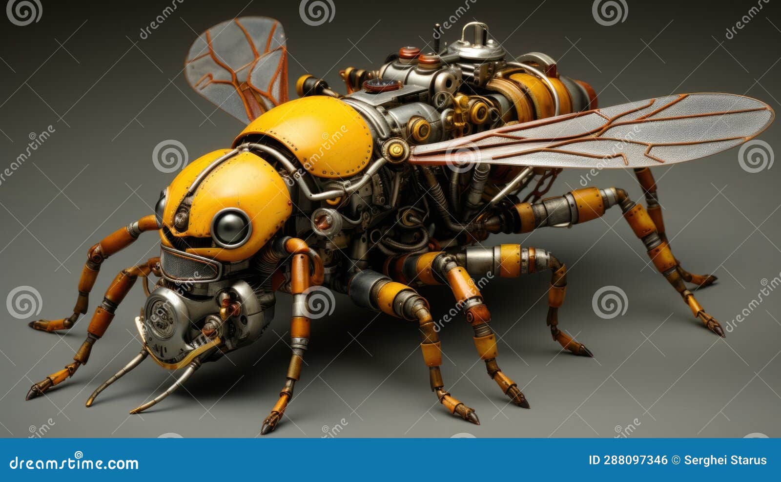 A Robot Bee with a Mechanical Body and Wings, AI Stock Photo - Image of ...