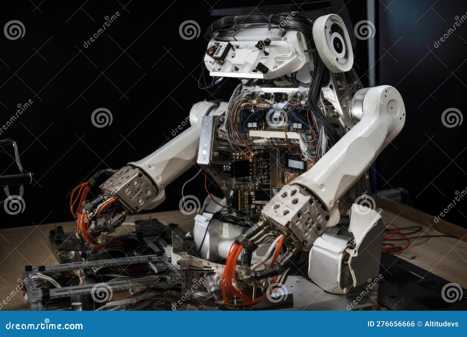 Robot is Being Disassembled To Perform Routine Maintenance, with All ...