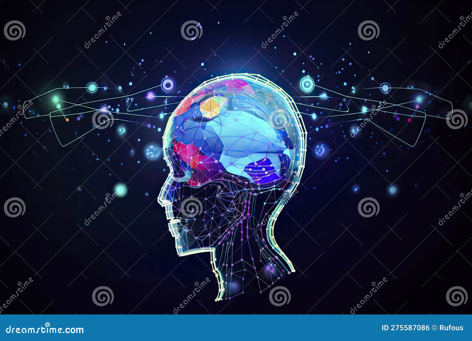 Robot with Big Data of Brain and High Technology Stock Illustration ...