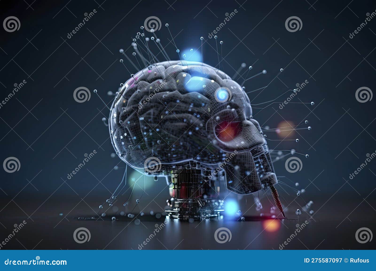 Robot with Big Data of Brain and High Technology Stock Illustration ...