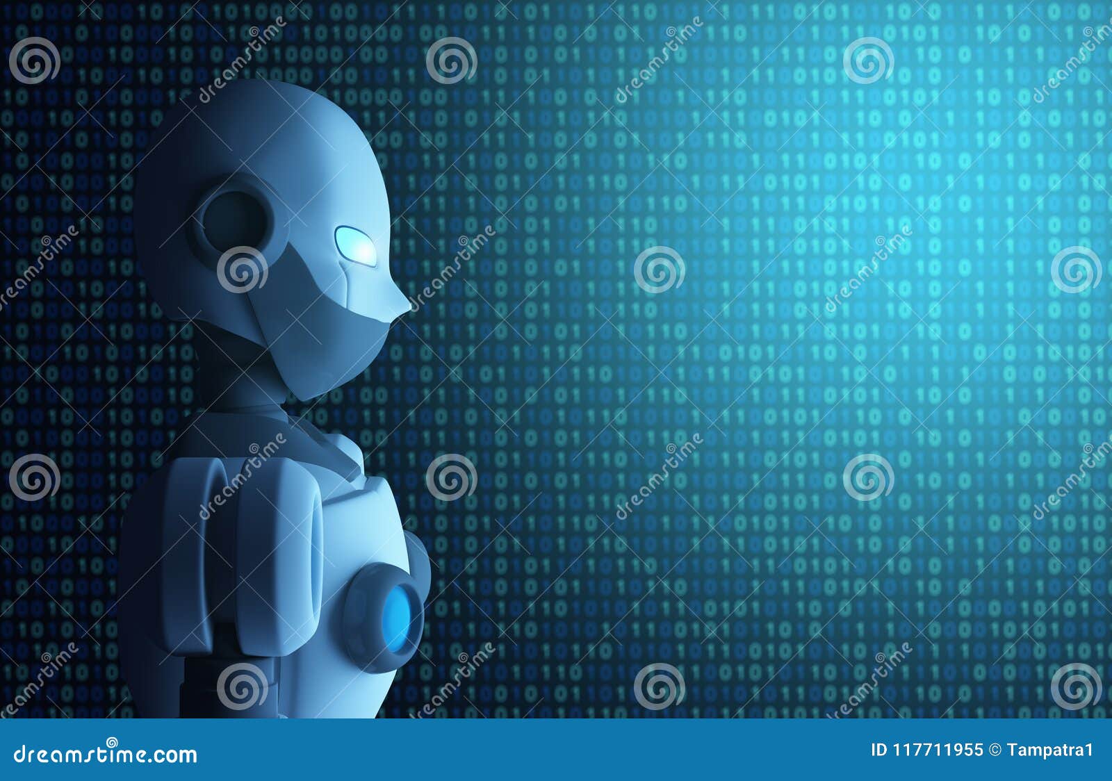 Robot with Binary Data Code, Artificial Intelligence Stock Illustration ... Robot with Binary Data Code, Artificial Intelligence Stock Illustration ...