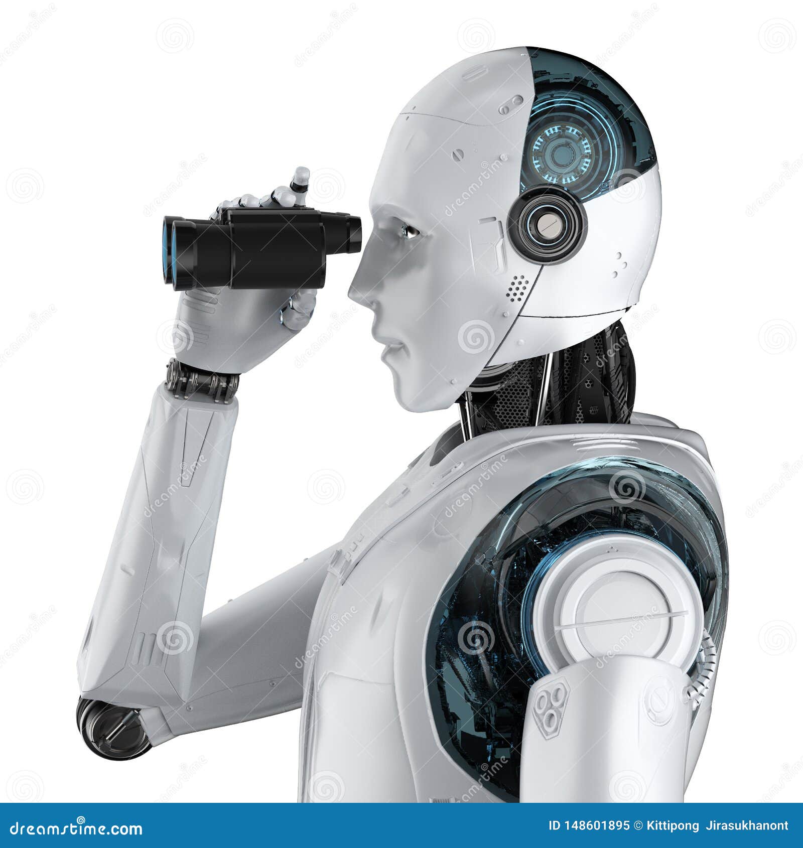 Robot with binoculars stock illustration. Illustration of android ...