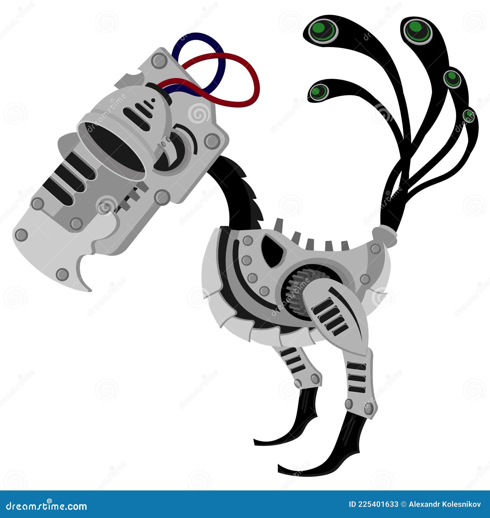 Robot Bird With A Long Beak On A Gray Background Royalty-Free Stock ...