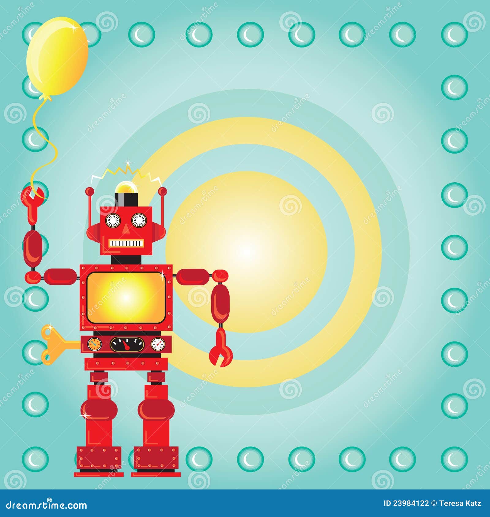 Robot Birthday Party Invitation Stock Vector - Illustration of bullseye ...