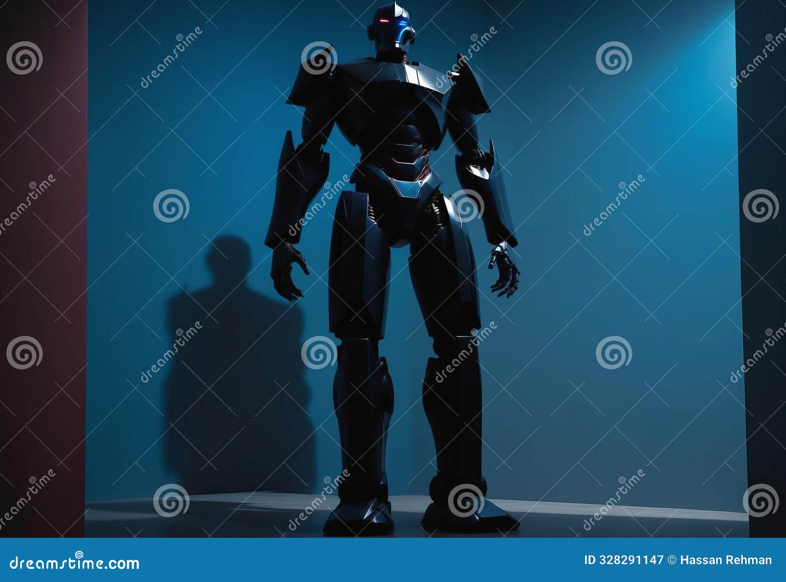 A Robot, Black Background, Dark Atmosphere Stock Illustration ...