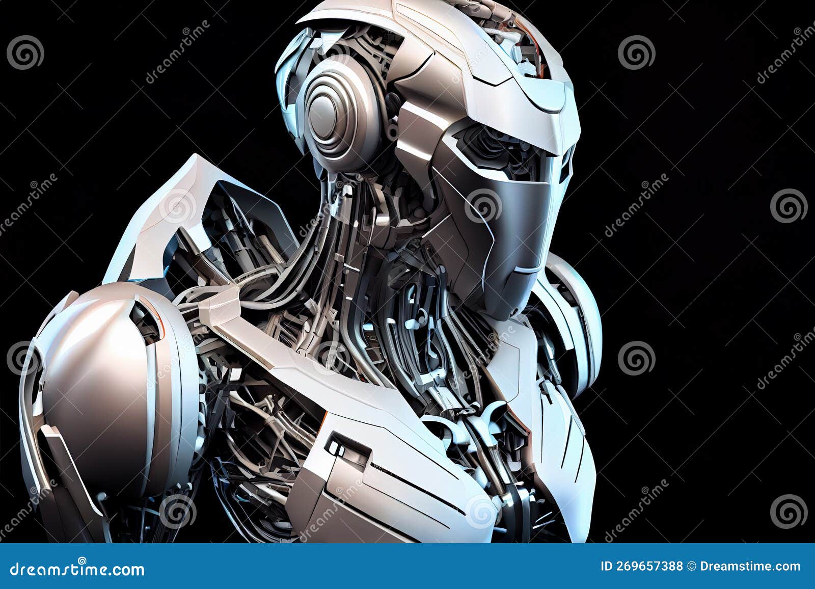 Robot on Black Background. Generative AI Stock Illustration ...