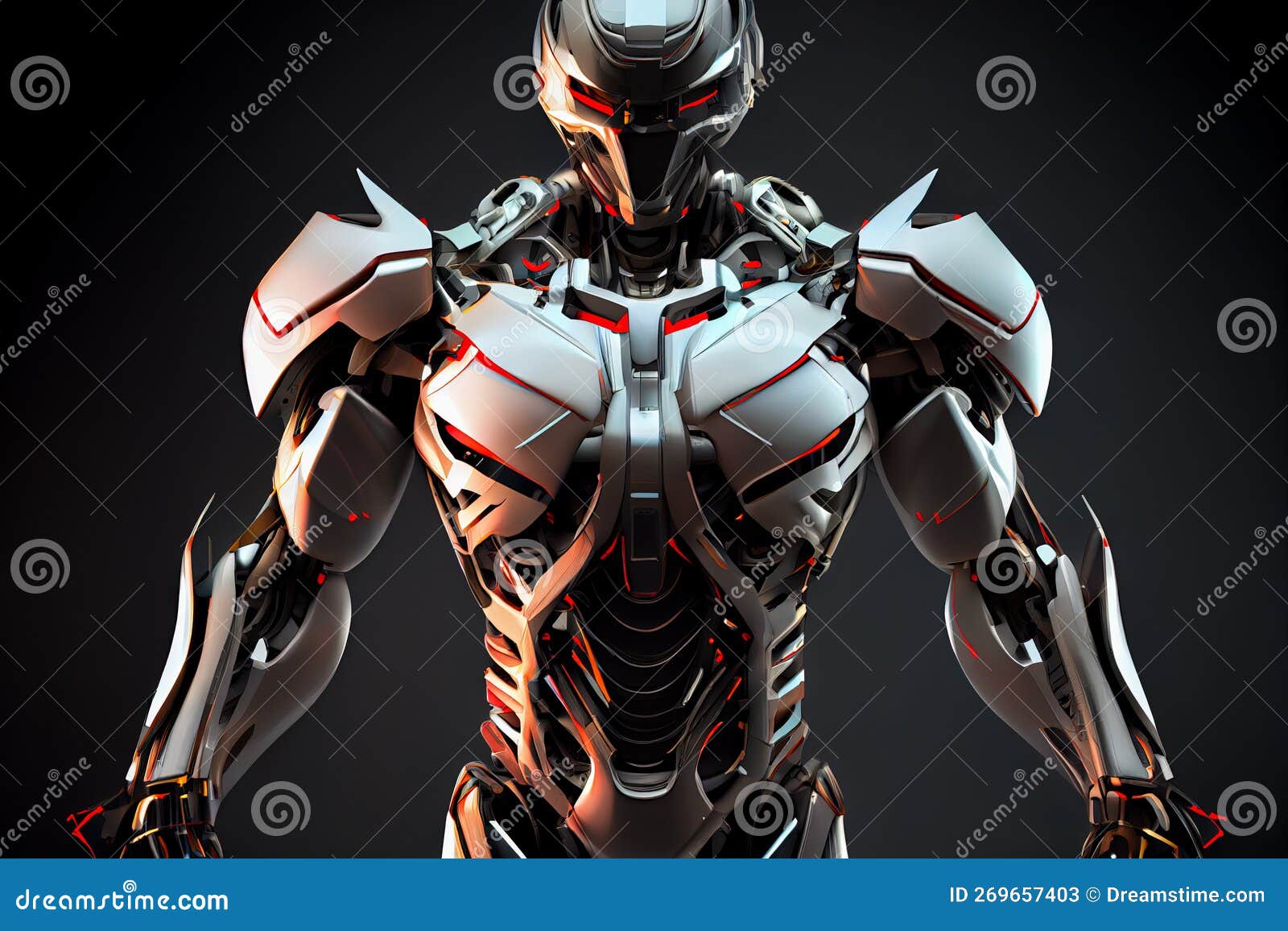 Robot on Black Background. Generative AI Stock Illustration ...