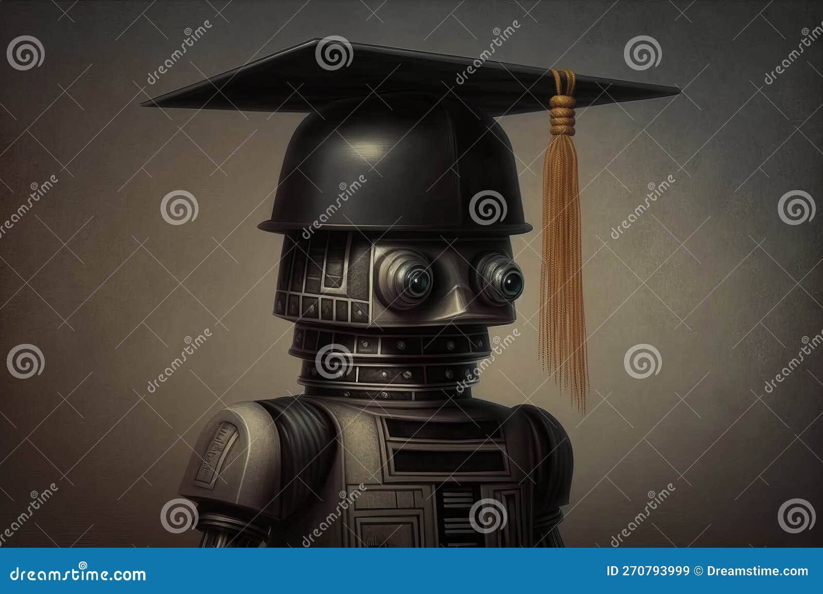 Robot with a Black Mortarboard. Graduated Robot, Artificial ...