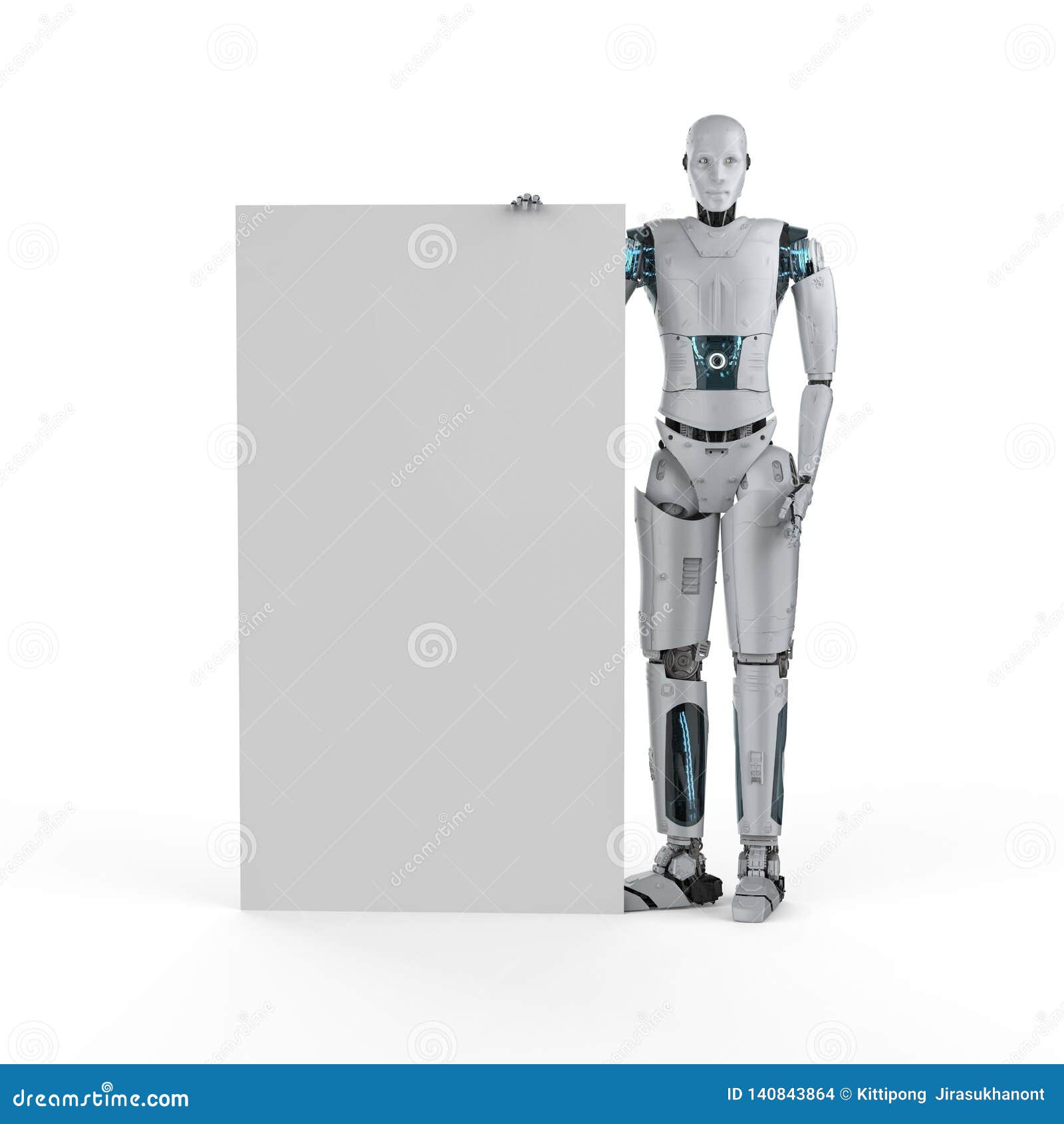 Robot with blank board stock illustration. Illustration of technology ...