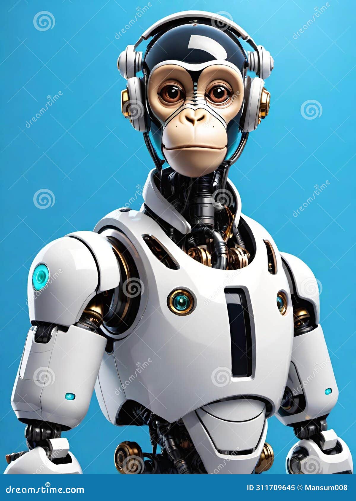 Robot with a Blue Background Stock Illustration - Illustration of ...