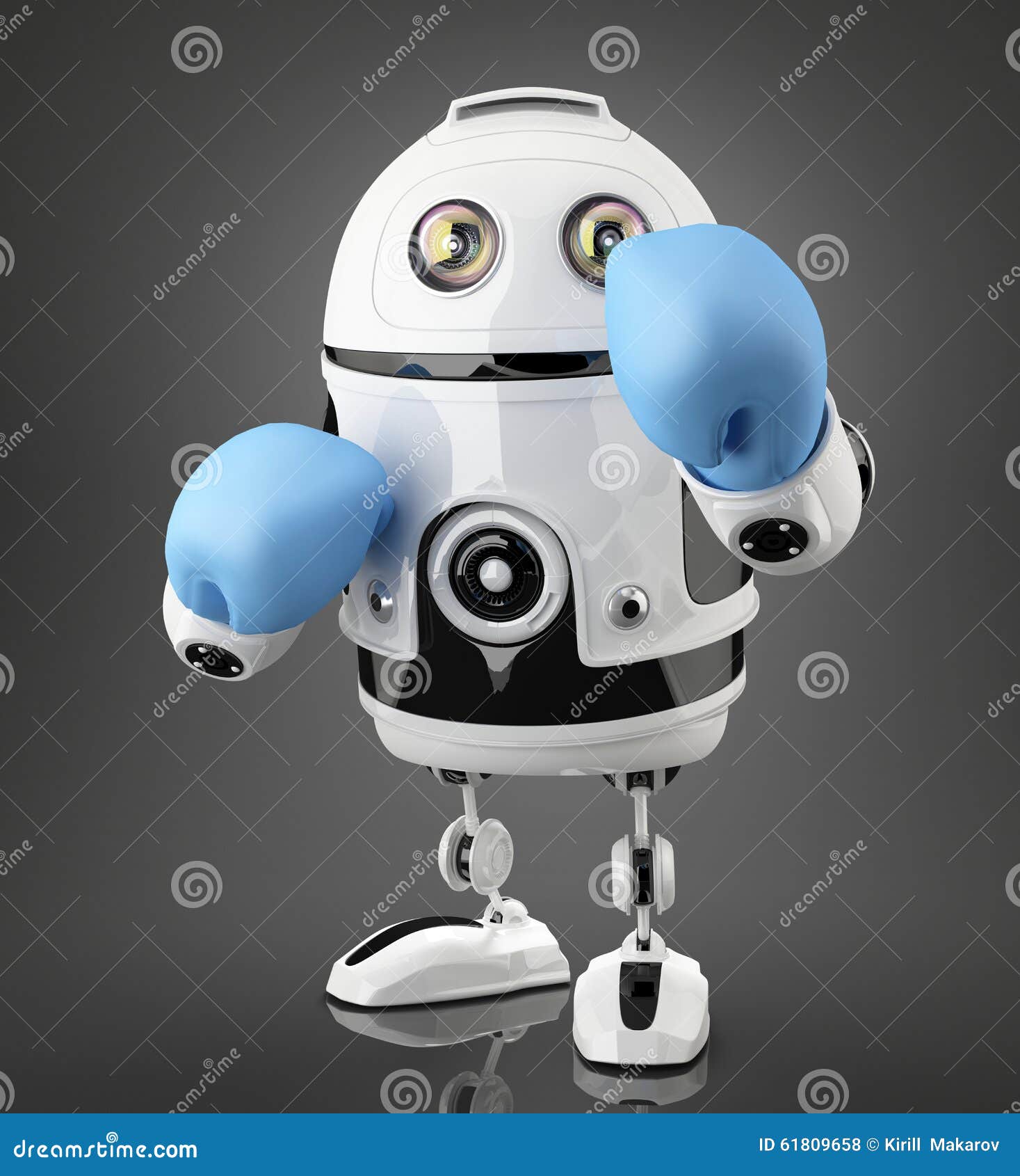 Robot with Blue Boxing Gloves. Isolated. Contains Clipping Path. Stock ...