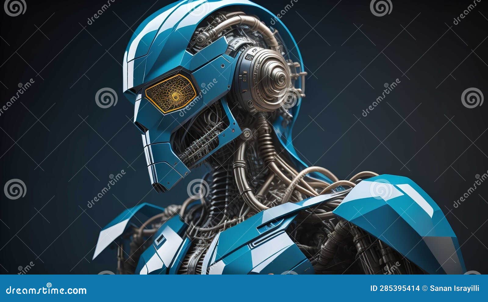 A Robot in Blue Color Isolated on Black Background. Generative Ai Stock ...