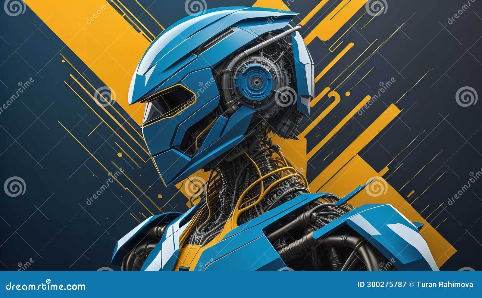 Robot in Blue and Yellow Background with Copy Space. Generative Ai ...