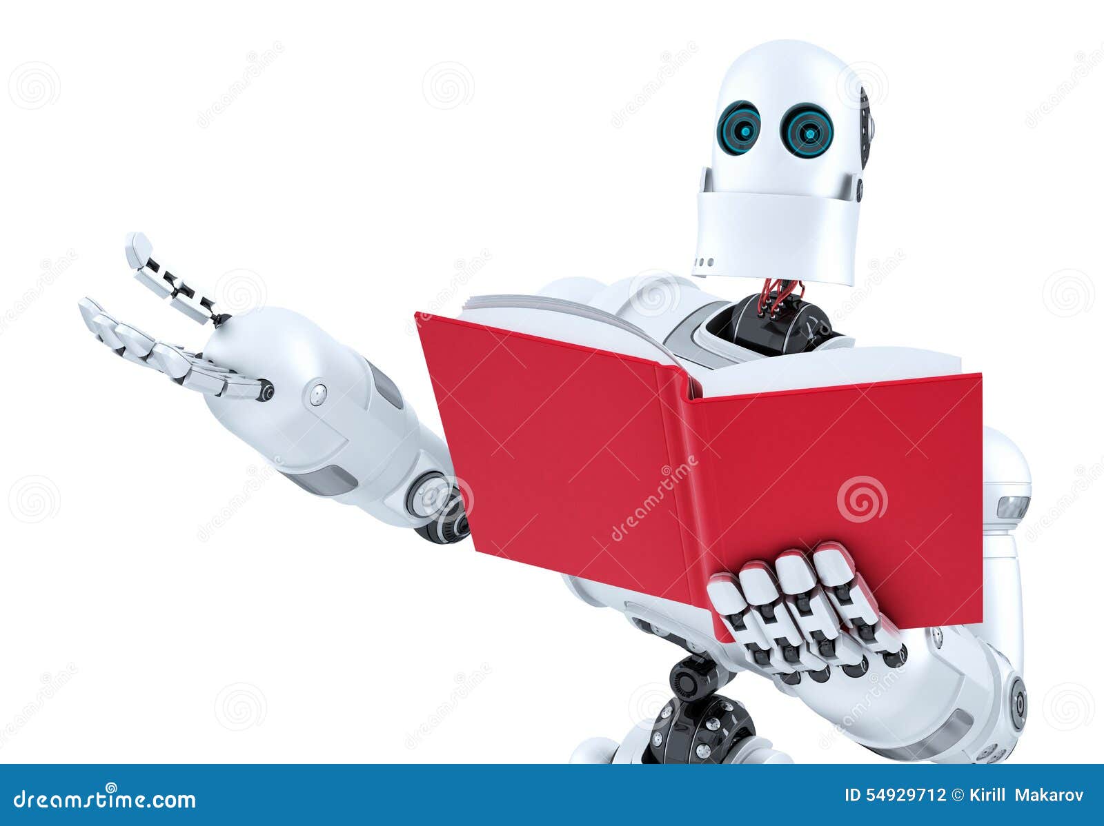 Robot with Book. Close-up. . Contains Clipping Path Stock Illustration ...
