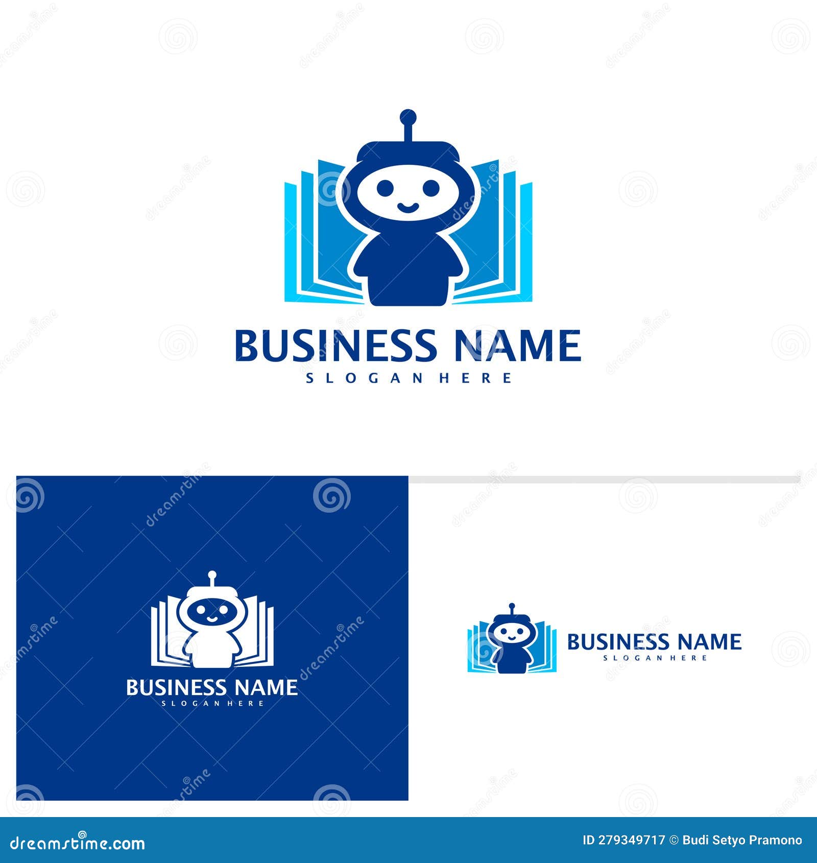 Robot with Book Logo Template, Creative Robot Logo Design Vector, AI ...