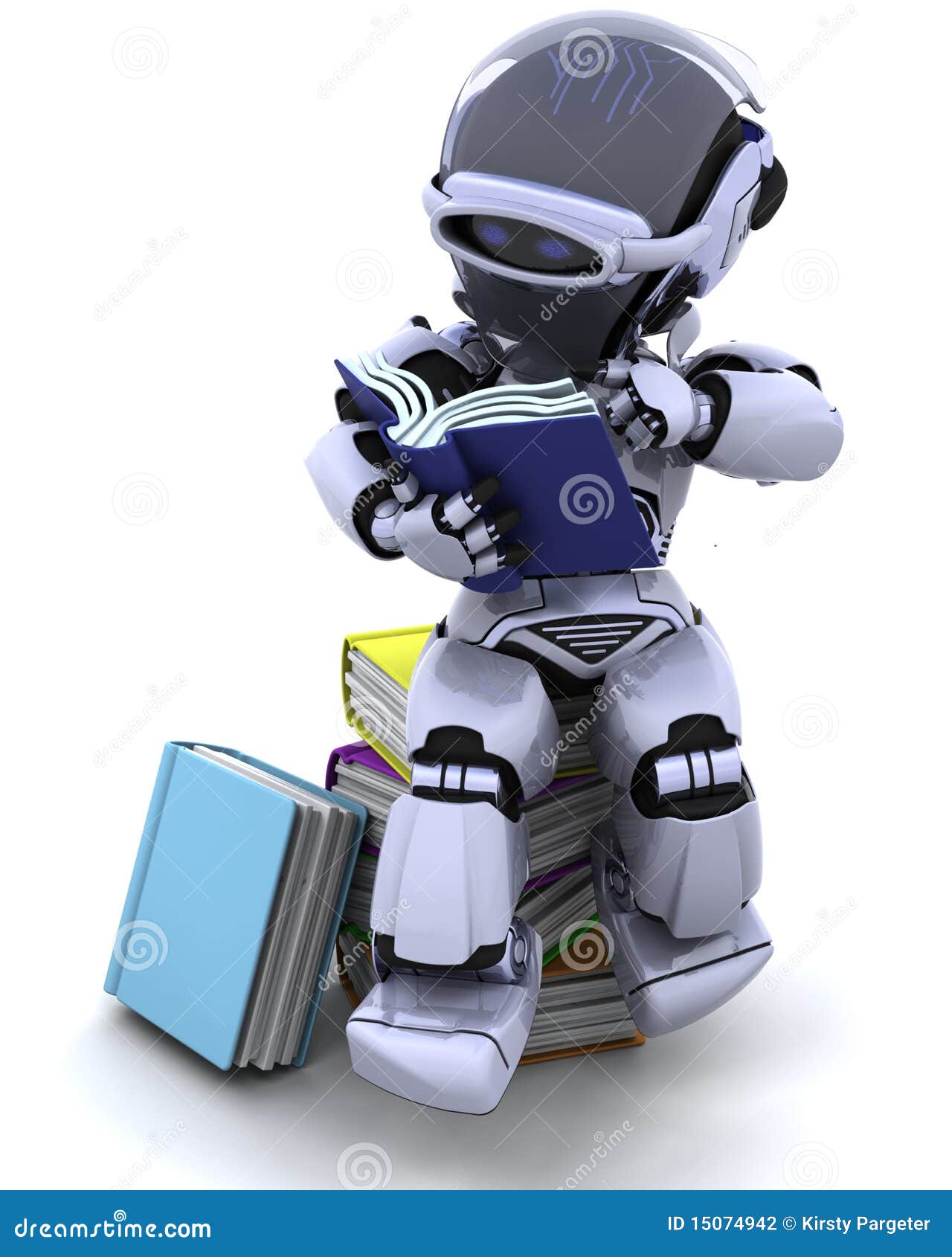 Robot with books stock illustration. Illustration of knowledge - 15074942