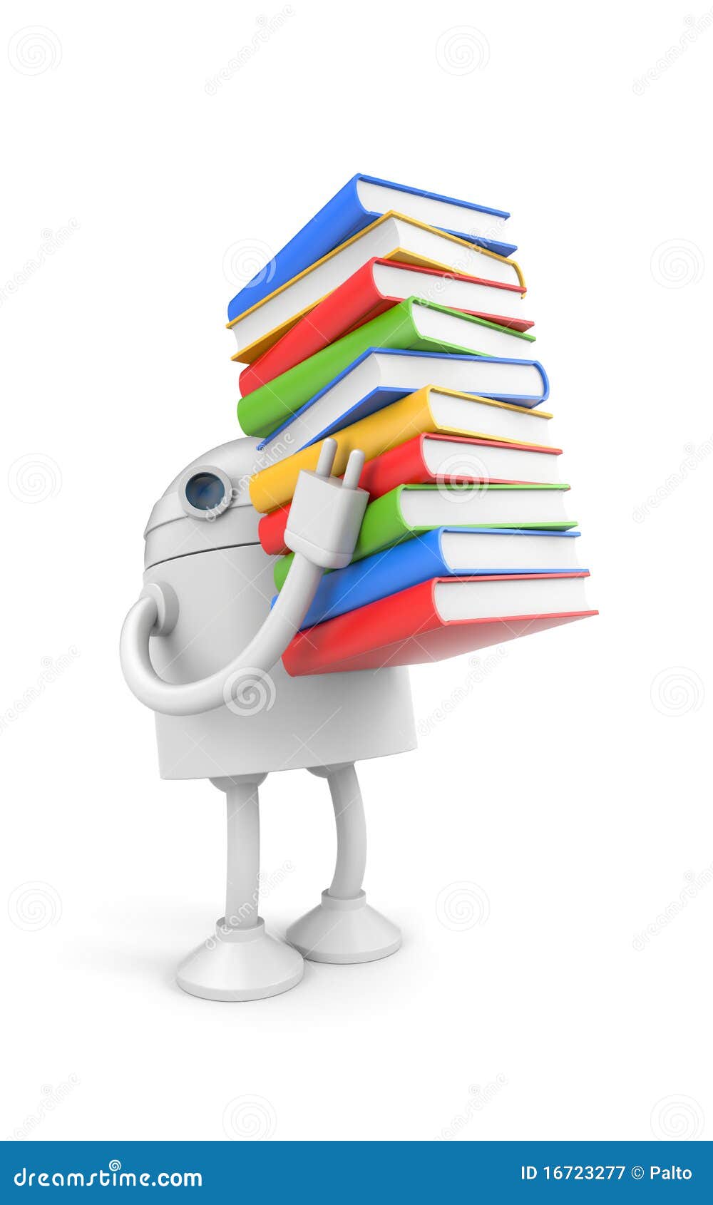 Robot with books stock illustration. Illustration of android - 16723277
