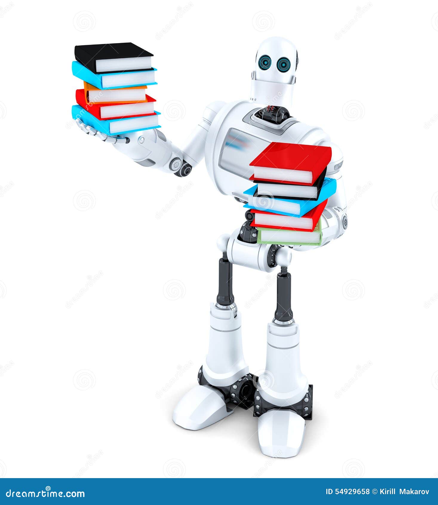Robot with Books. . Contains Clipping Path Stock Illustration ...