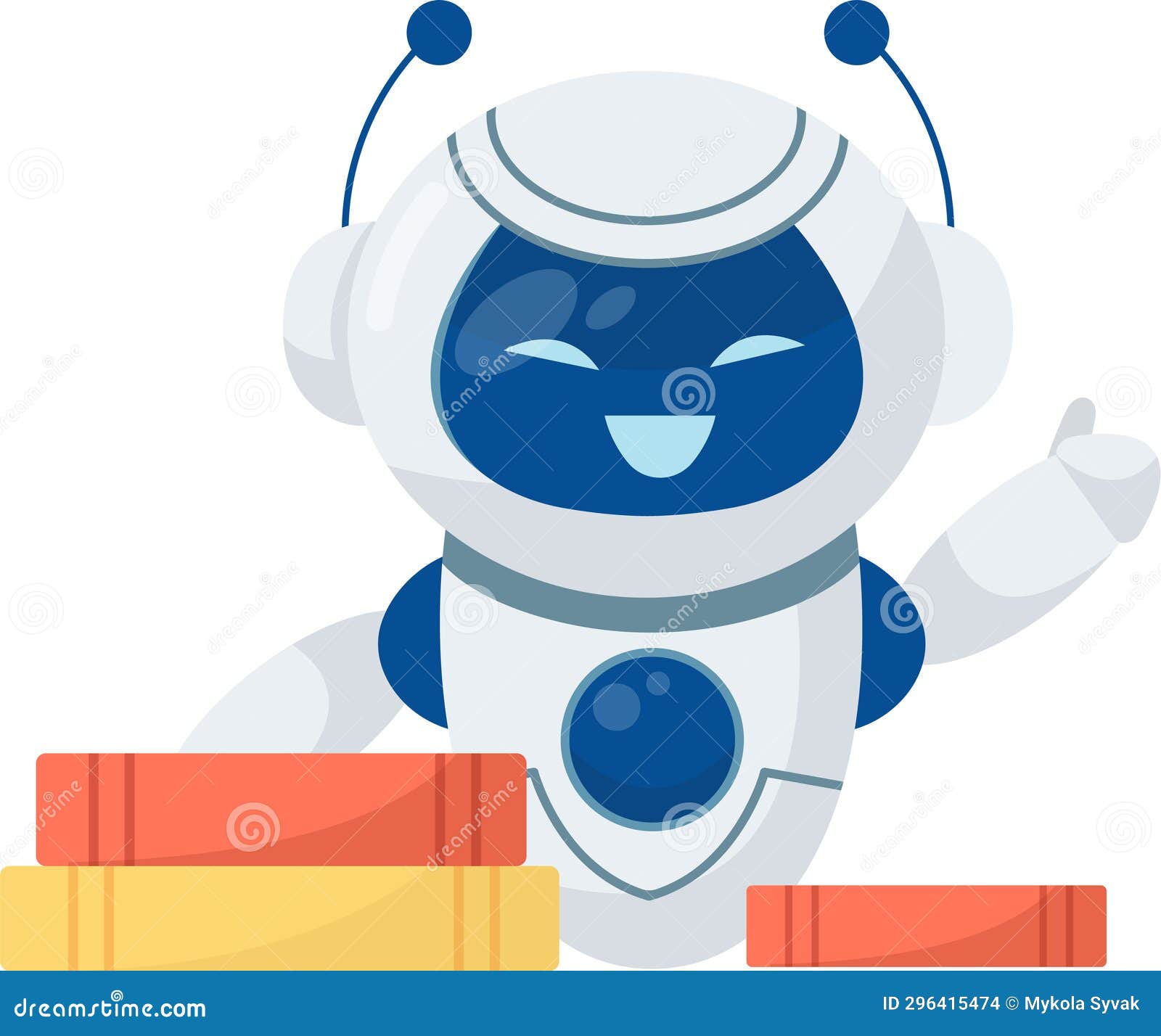 Robot with Books stock illustration. Illustration of knowledge - 296415474