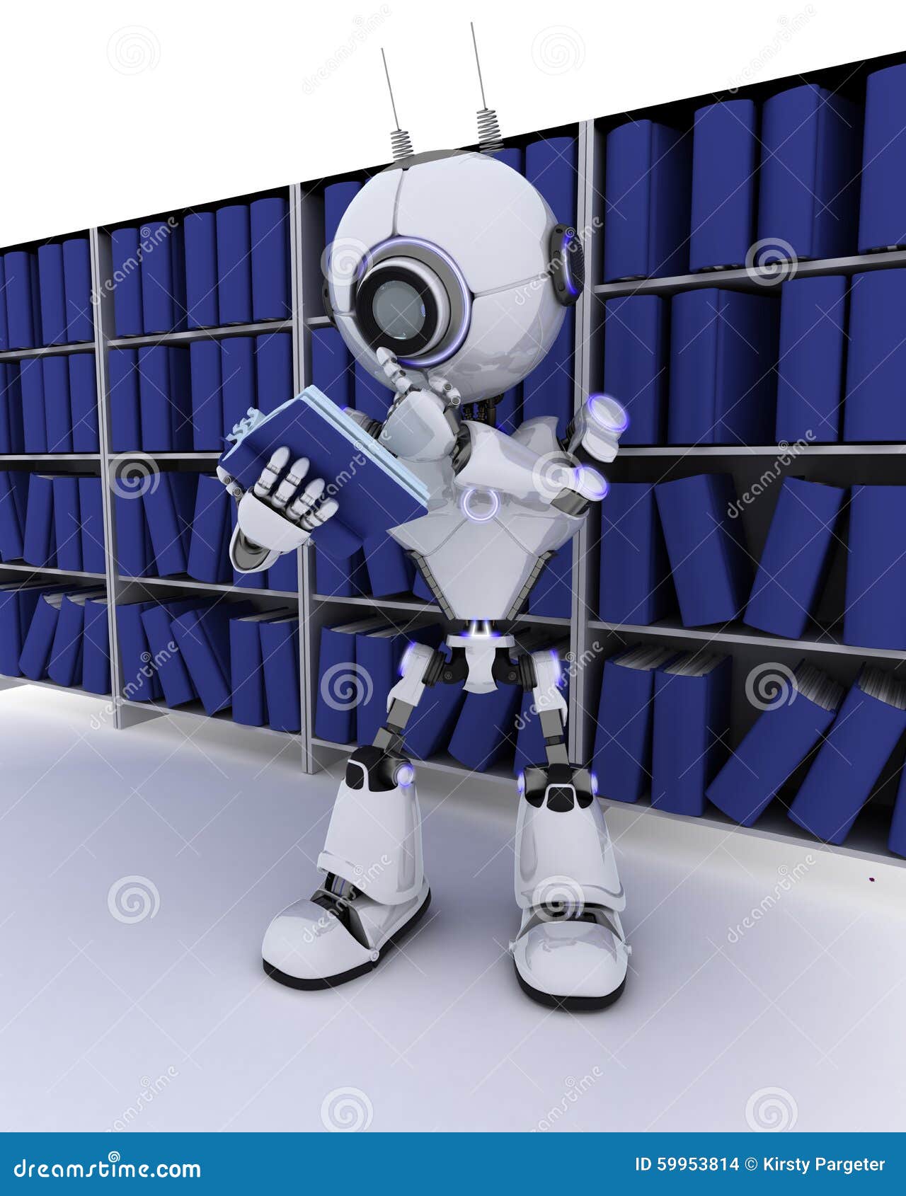 Robot At Bookshelf Stock Photography | CartoonDealer.com #15174584