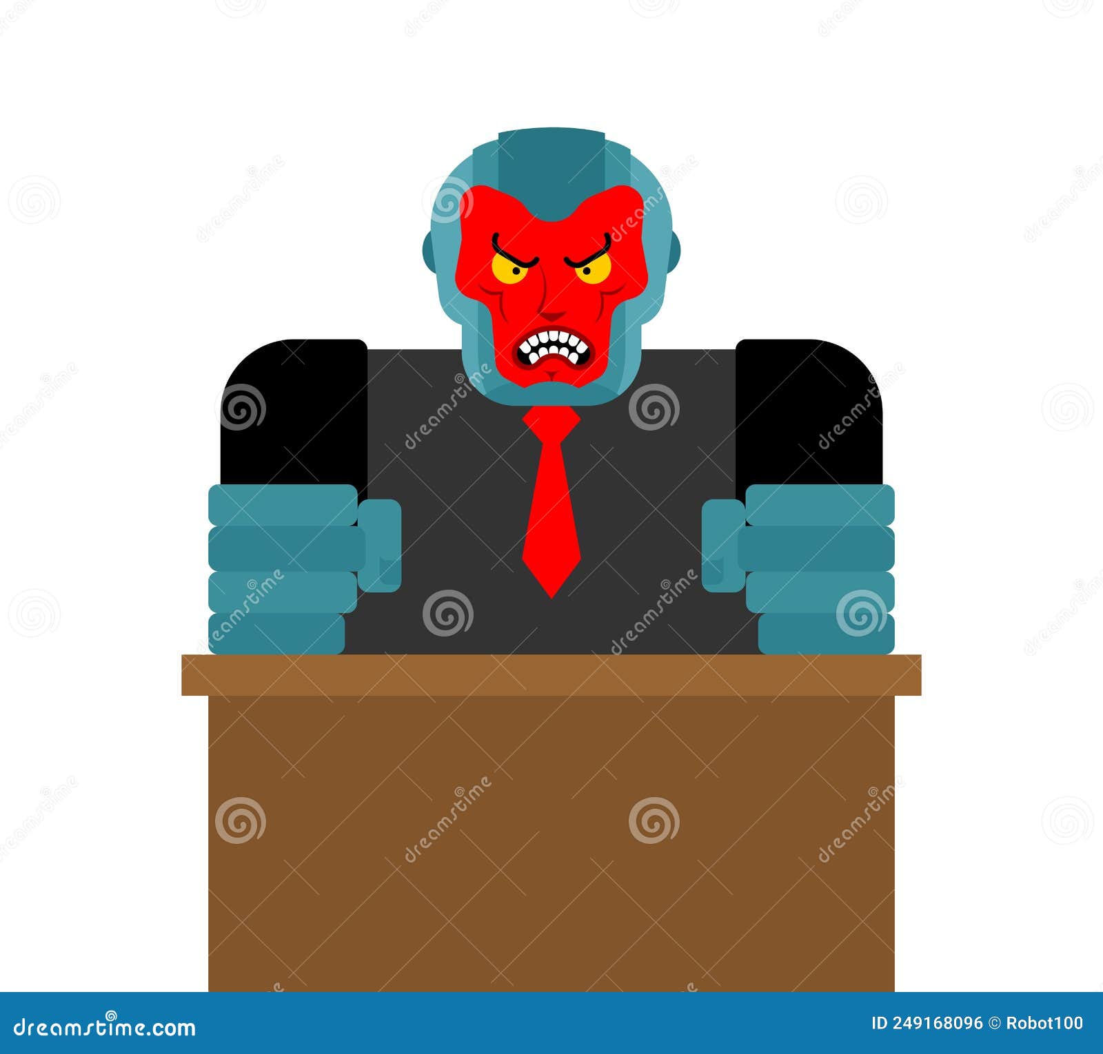 Cyborg Businessman. Office Robot Artificial Intelligence. Vector ...