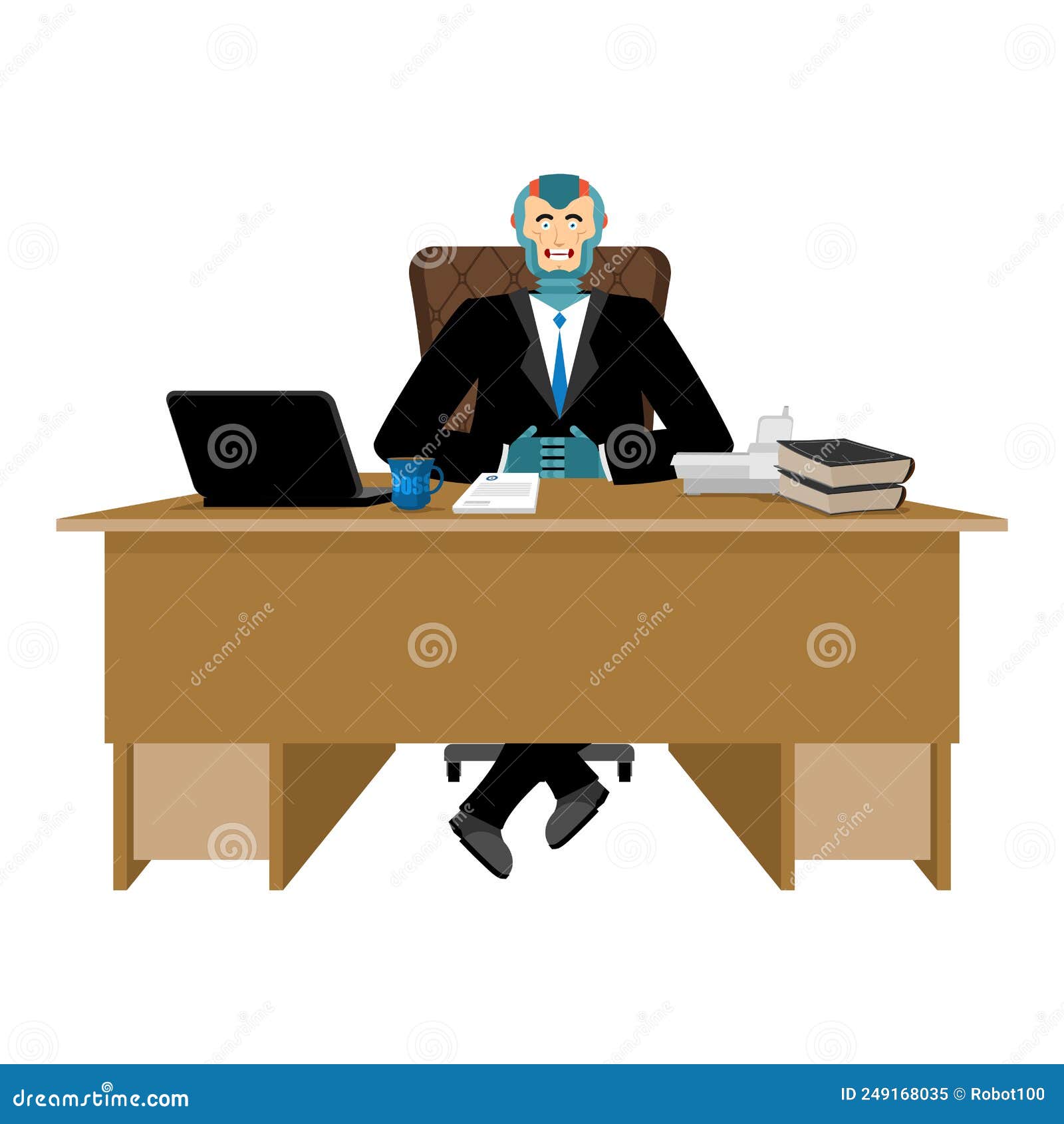 Robot Boss. Cyborg Boss. Businessman of the Future Stock Vector ...