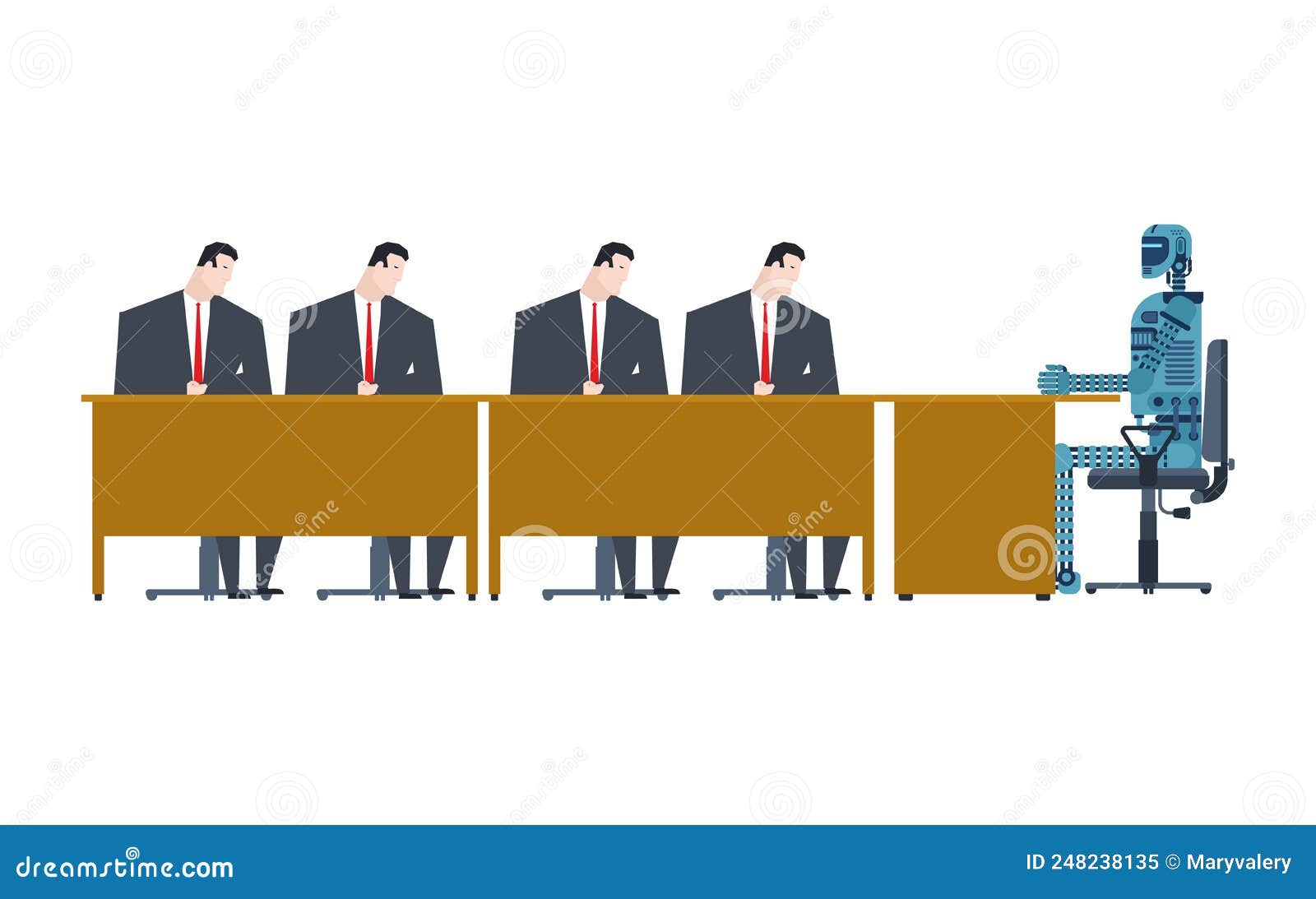 Robot Boss and People Meeting. Office of Future Stock Vector ...