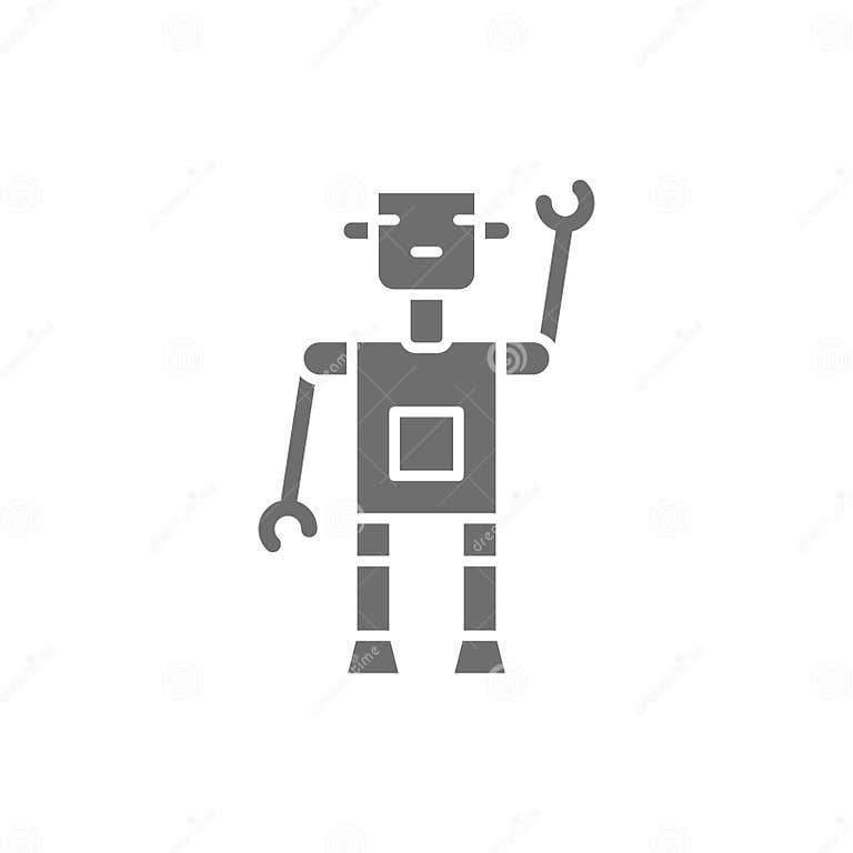 Robot, Bot, Chatbot, Artificial Intelligence Grey Icon. Stock Vector ...