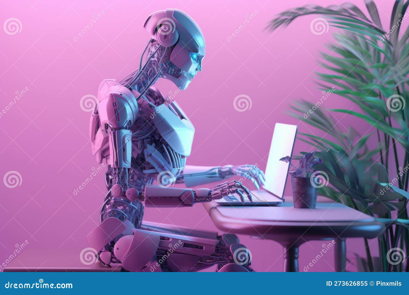 Robot Bot with Computer. New Technologies. Artificial Intelligence. GPT ...