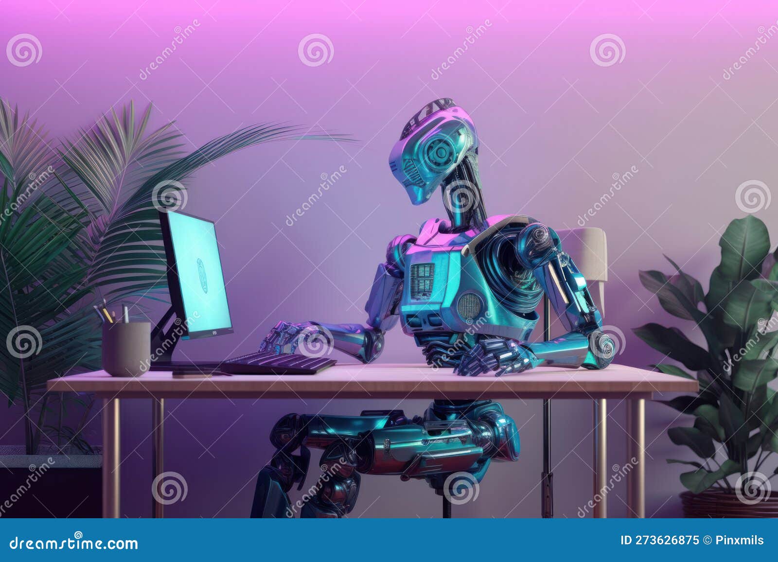 Robot Bot with Laptop Computer. New Technologies. Artificial ... Robot Bot with Laptop Computer. New Technologies. Artificial ...