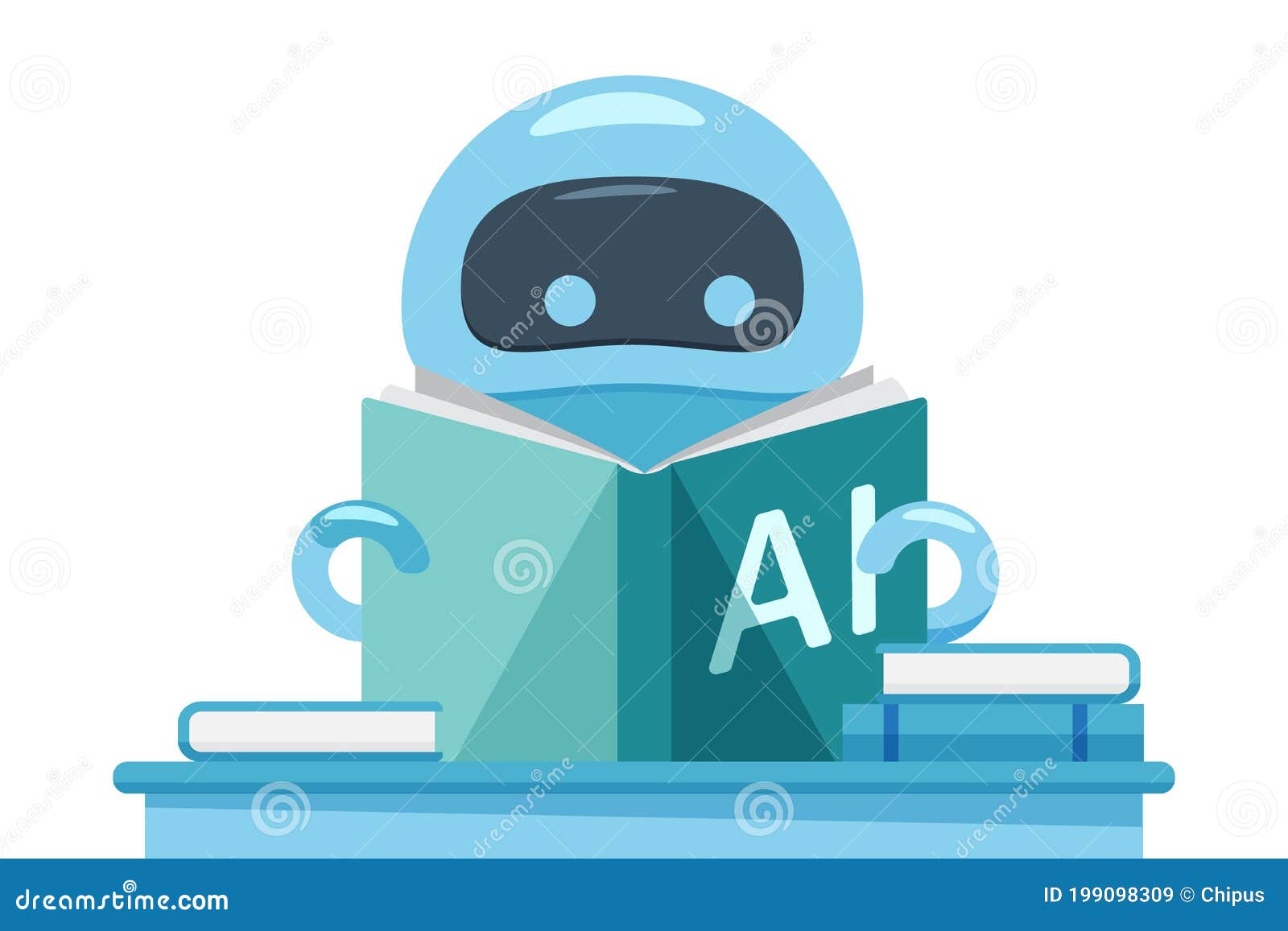 Robot or Bot Reading AI Exercise Book. Stock Vector - Illustration of ...