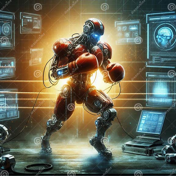 A Robot Boxer Preparing for a Match Stock Photo - Image of boxer ...