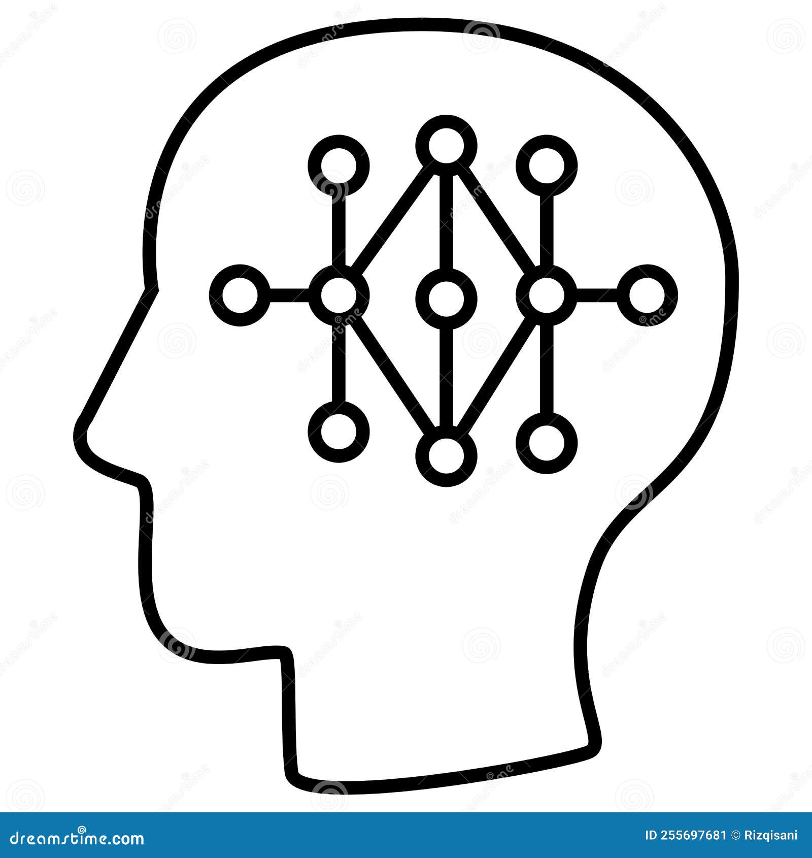 Robot Brain Artificial Intelligent Neuron Network. Simple Line Icon ...