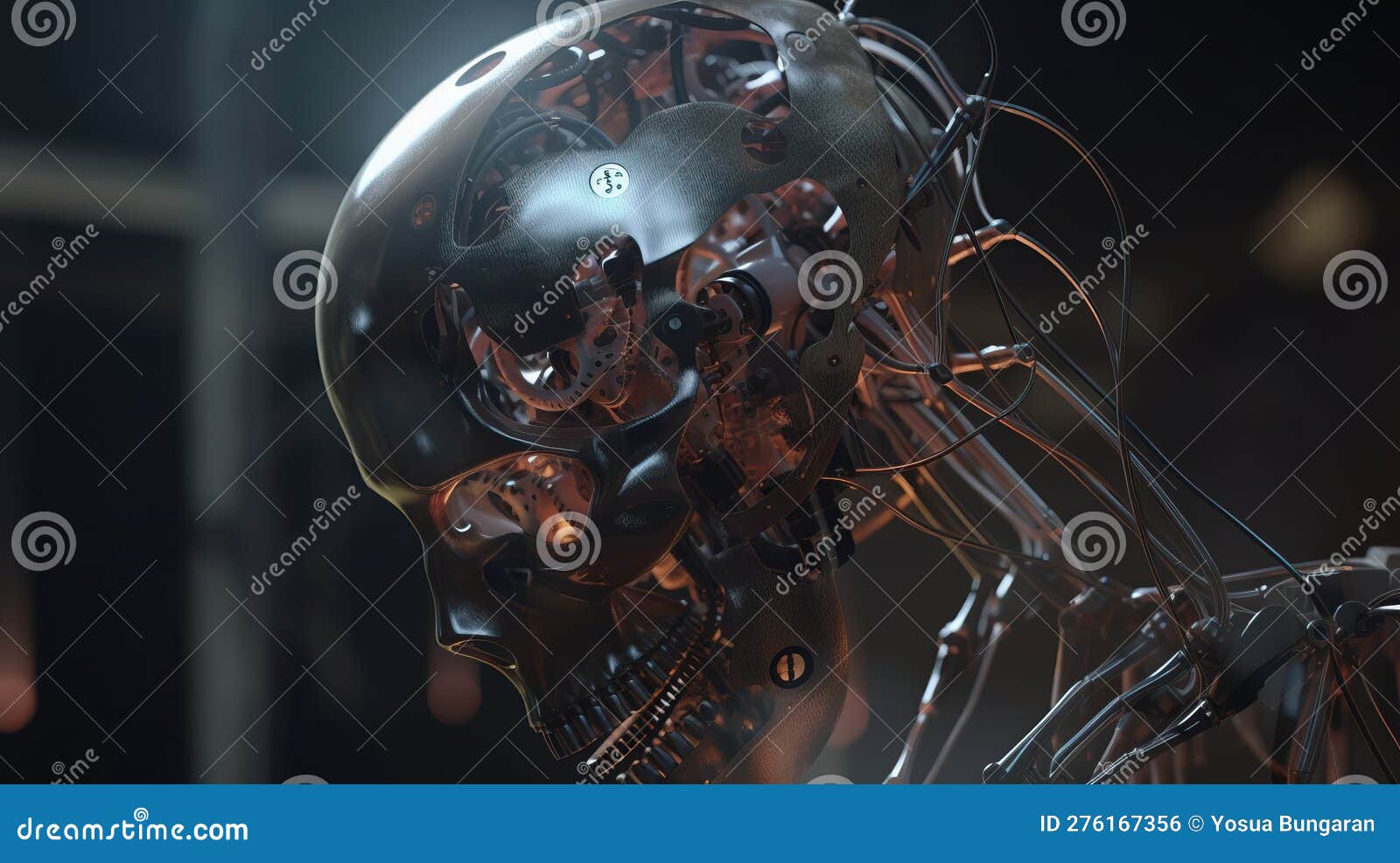 Robot Brain Processes Information, Digital Art Illustration, Generative ...