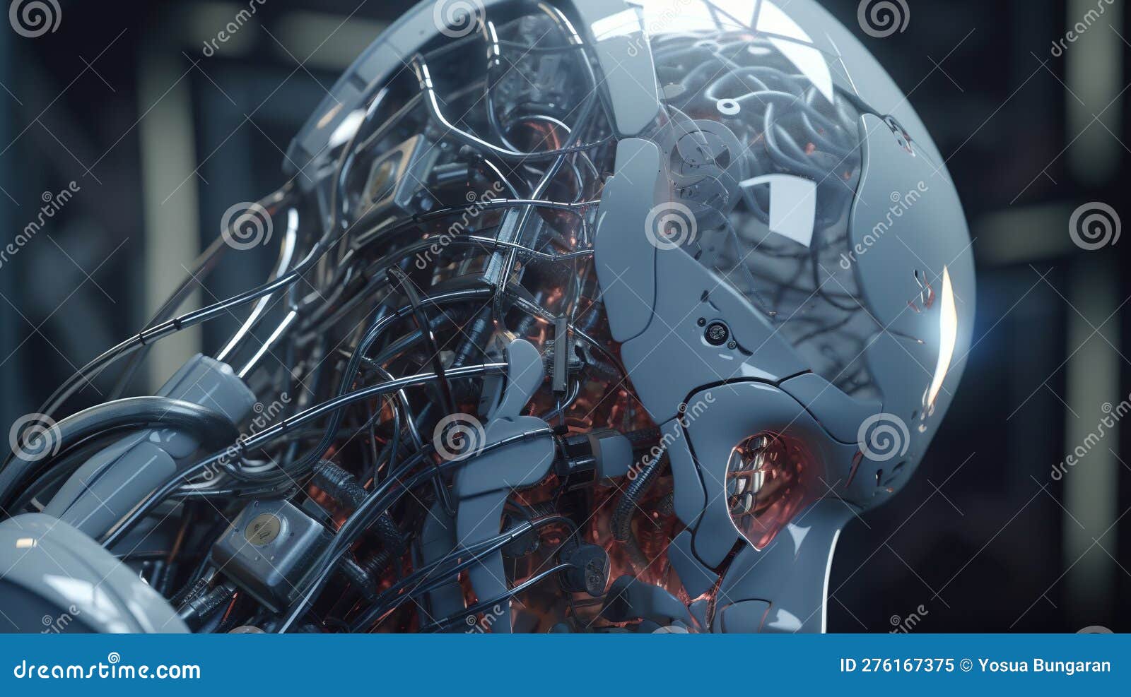 Robot Brain Processes Information, Digital Art Illustration, Generative ...